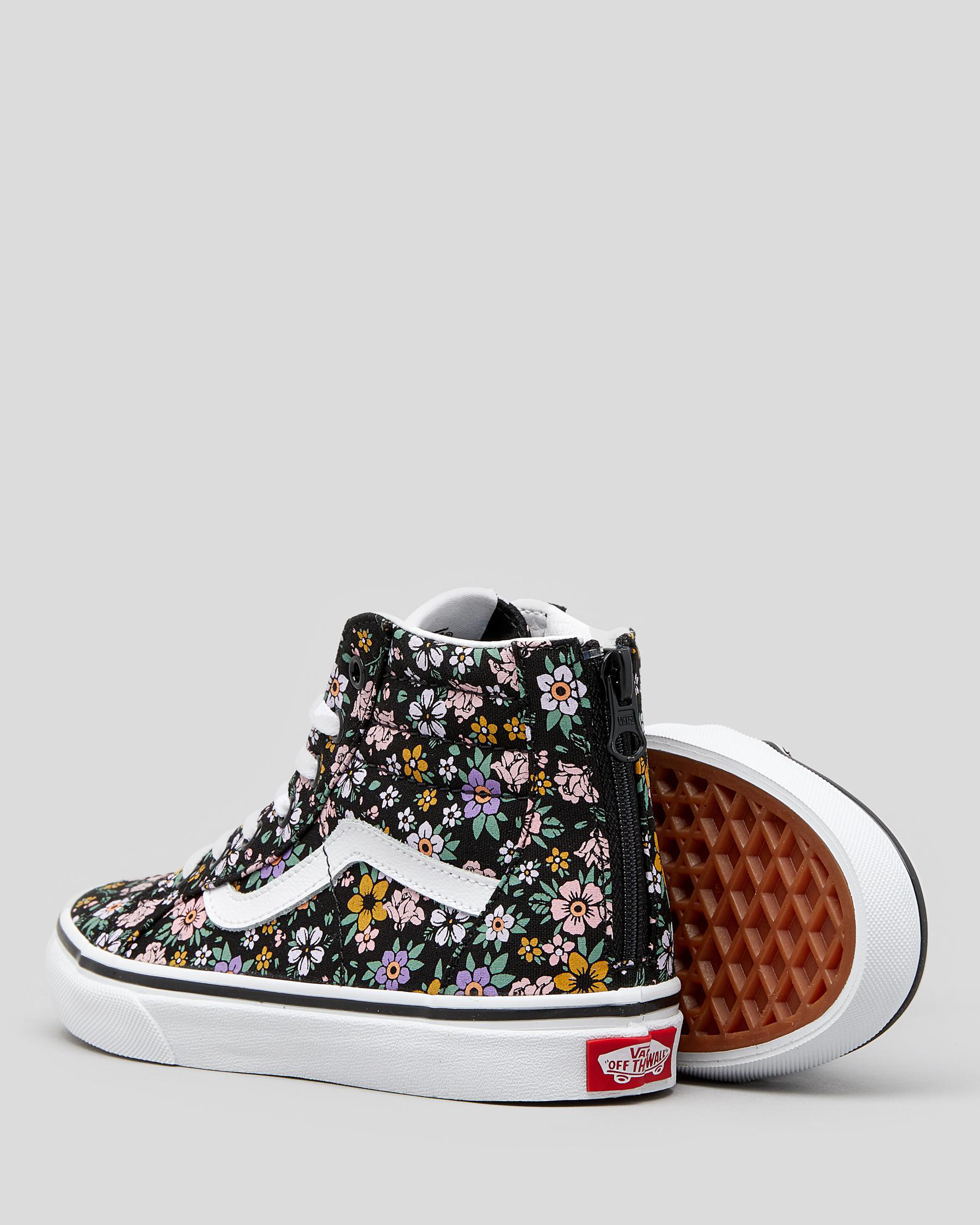 Shop Vans Girls' Sk8-Hi Top Shoes In Black/true White - Fast Shipping ...