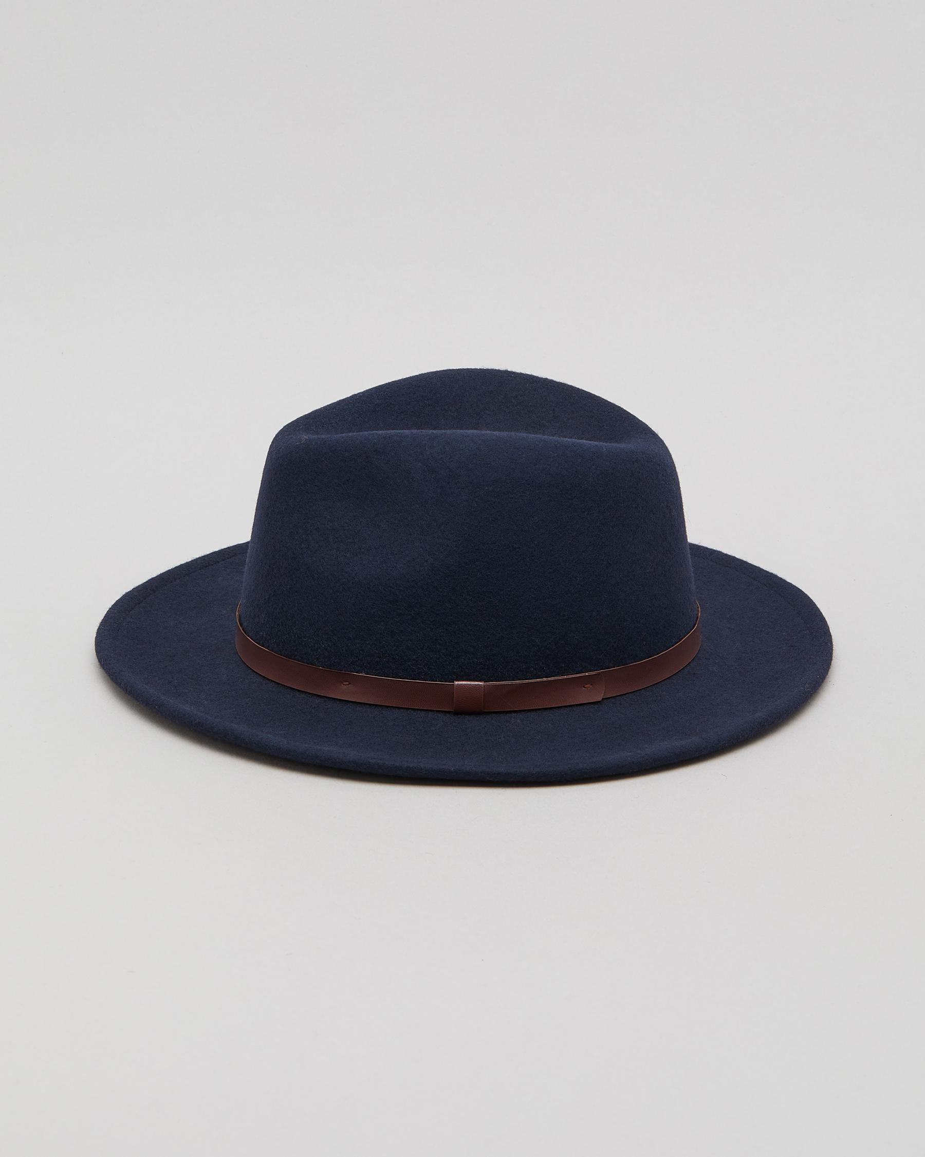 Shop Lucid Guthrie Felt Hat In Navy/brown - Fast Shipping & Easy ...