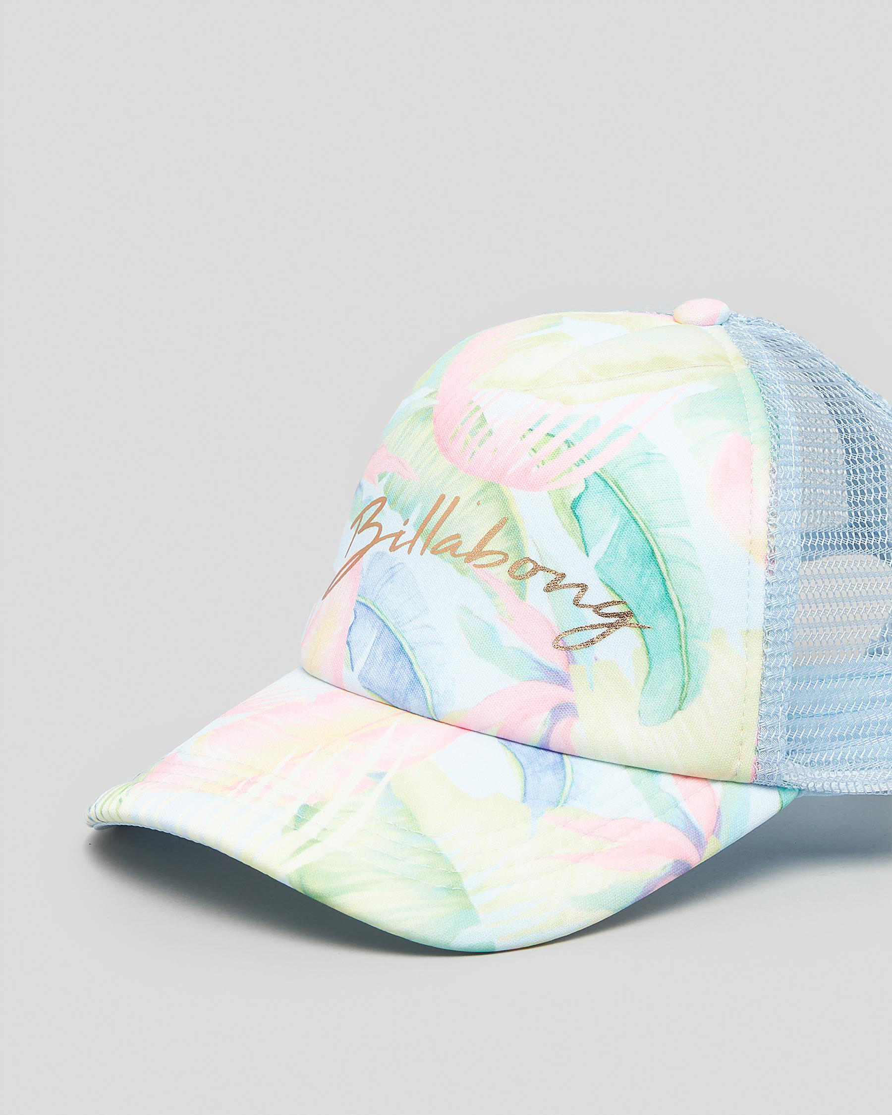 Shop Billabong Girls' Marine Tropic Trucker Cap In Blue - Fast Shipping ...