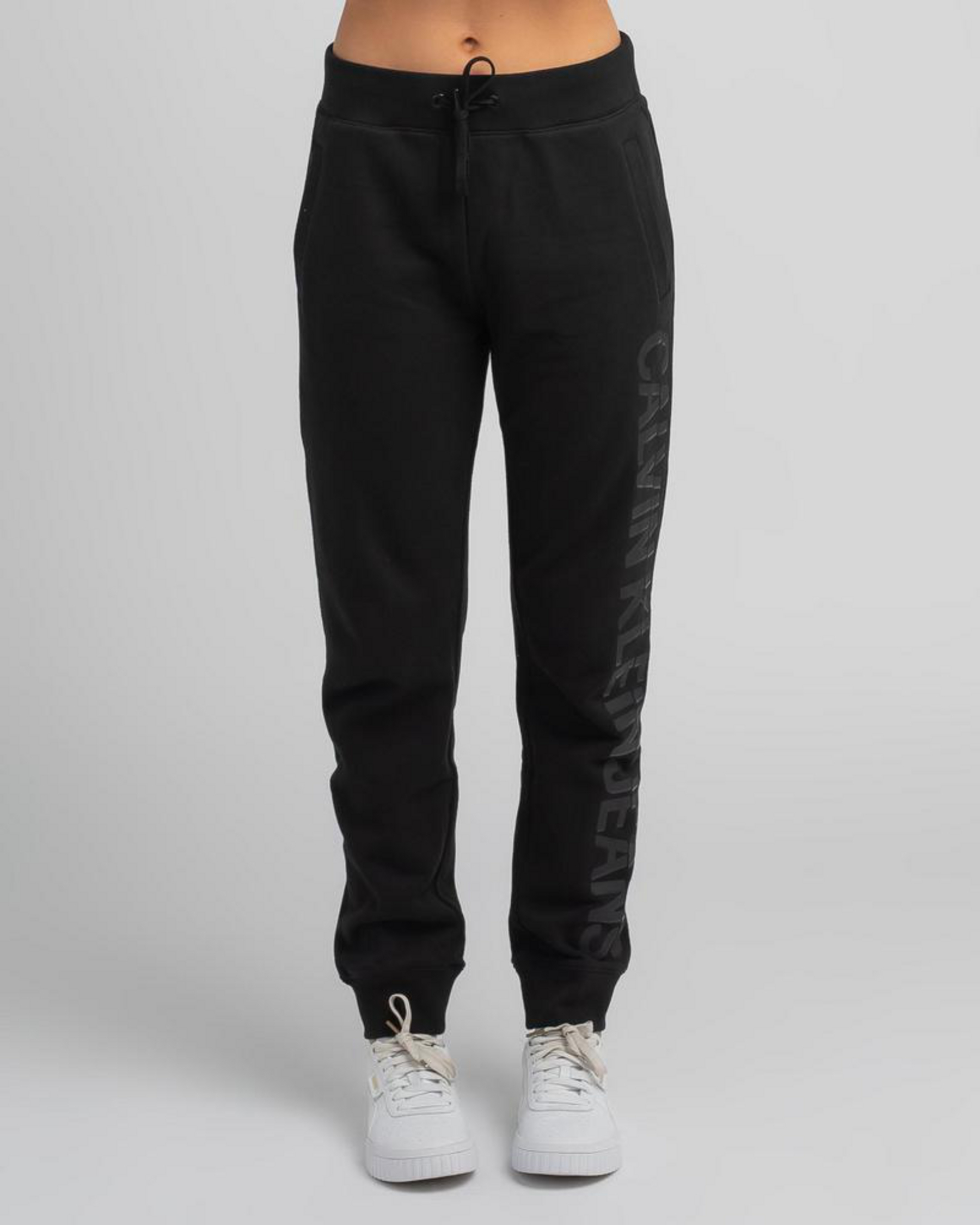 Shop Calvin Klein Institutional Logo Track Pants In Ck Black - Fast ...