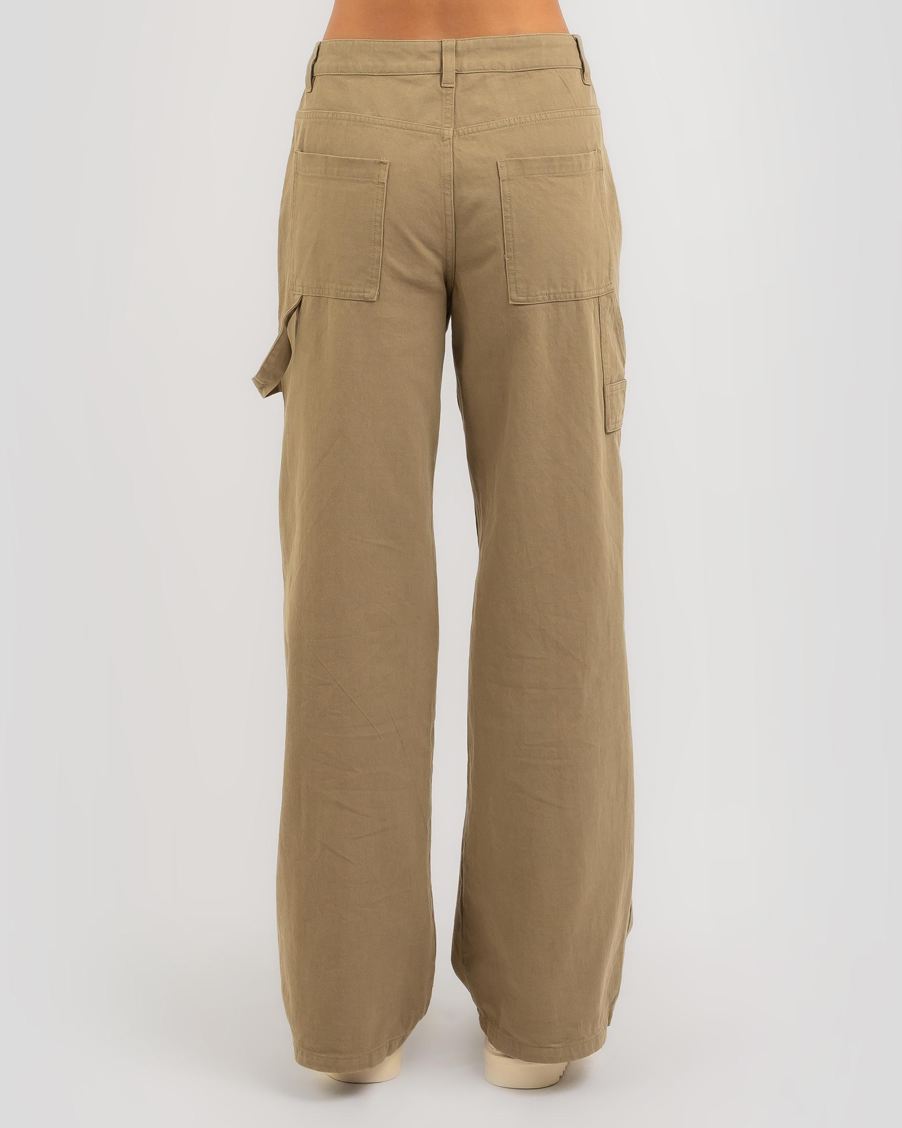 Shop Rusty Billie Mid Rise Carpenter Pants In Khaki - Fast Shipping ...