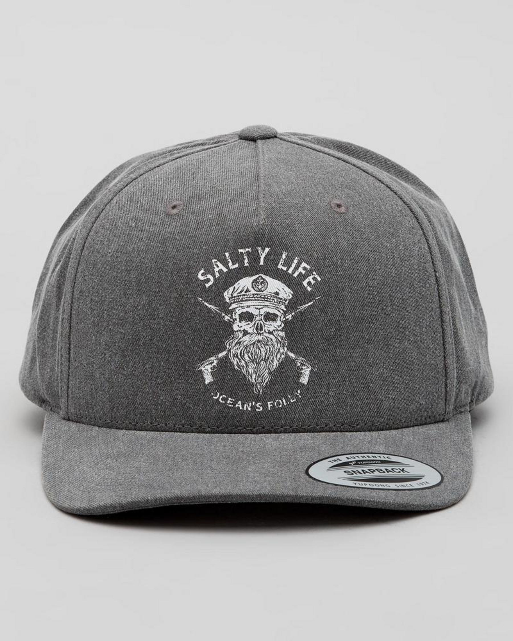 Shop Salty Life Black Beard Snapback Cap In Washed Black - Fast ...