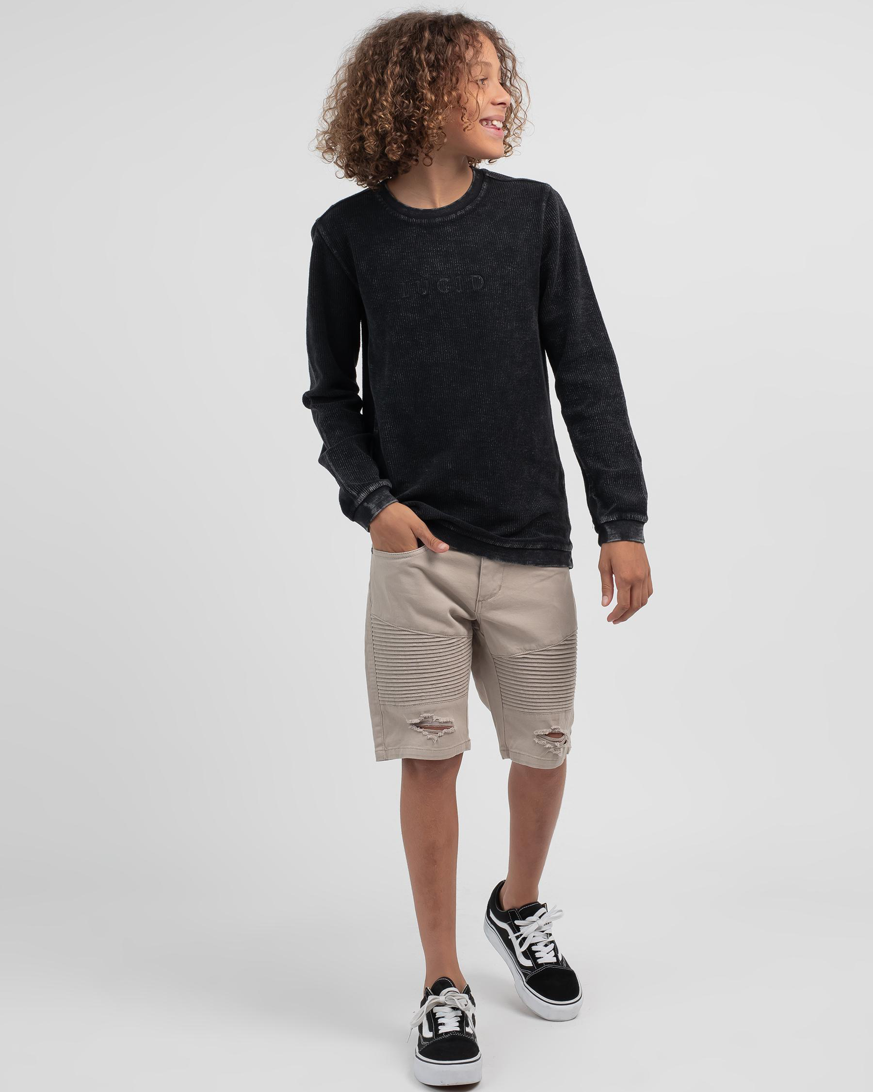 Shop Lucid Boys' Ingrain Long Sleeve T-Shirt In Black Acid - Fast ...