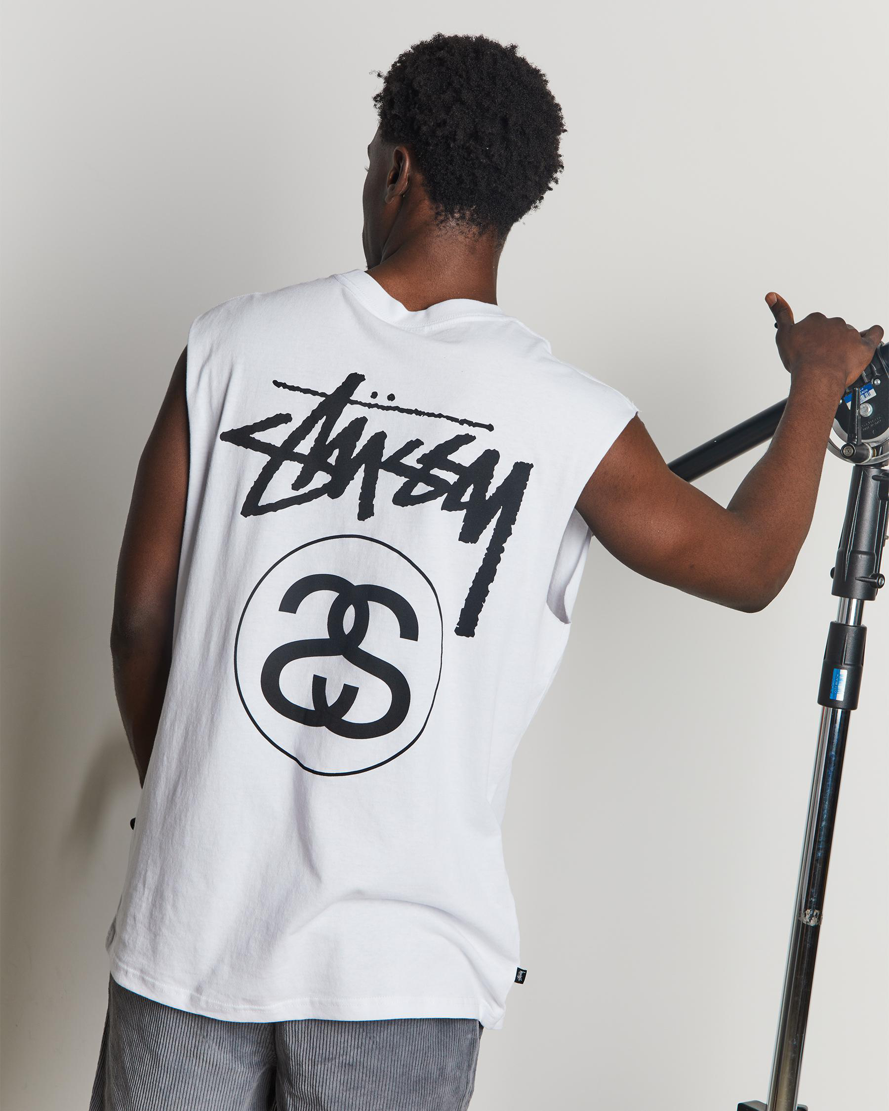 Shop Stussy Solid Stock Link Muscle Tank In White - Fast Shipping ...