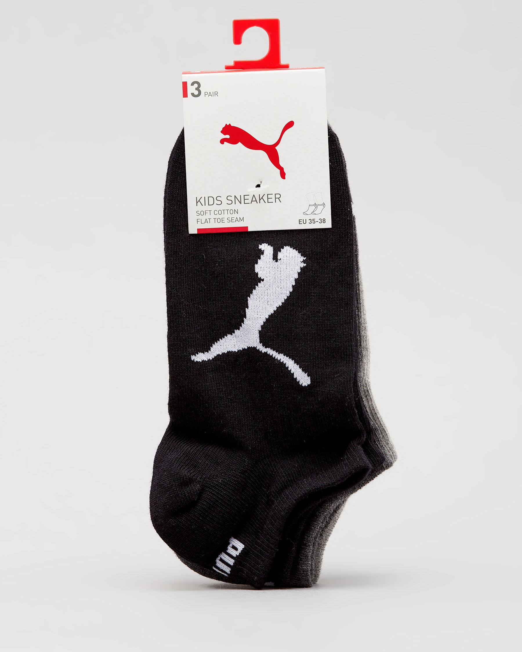 Shop Puma Kids' BWT Sneaker Socks 3 Pack In Black - Fast Shipping ...