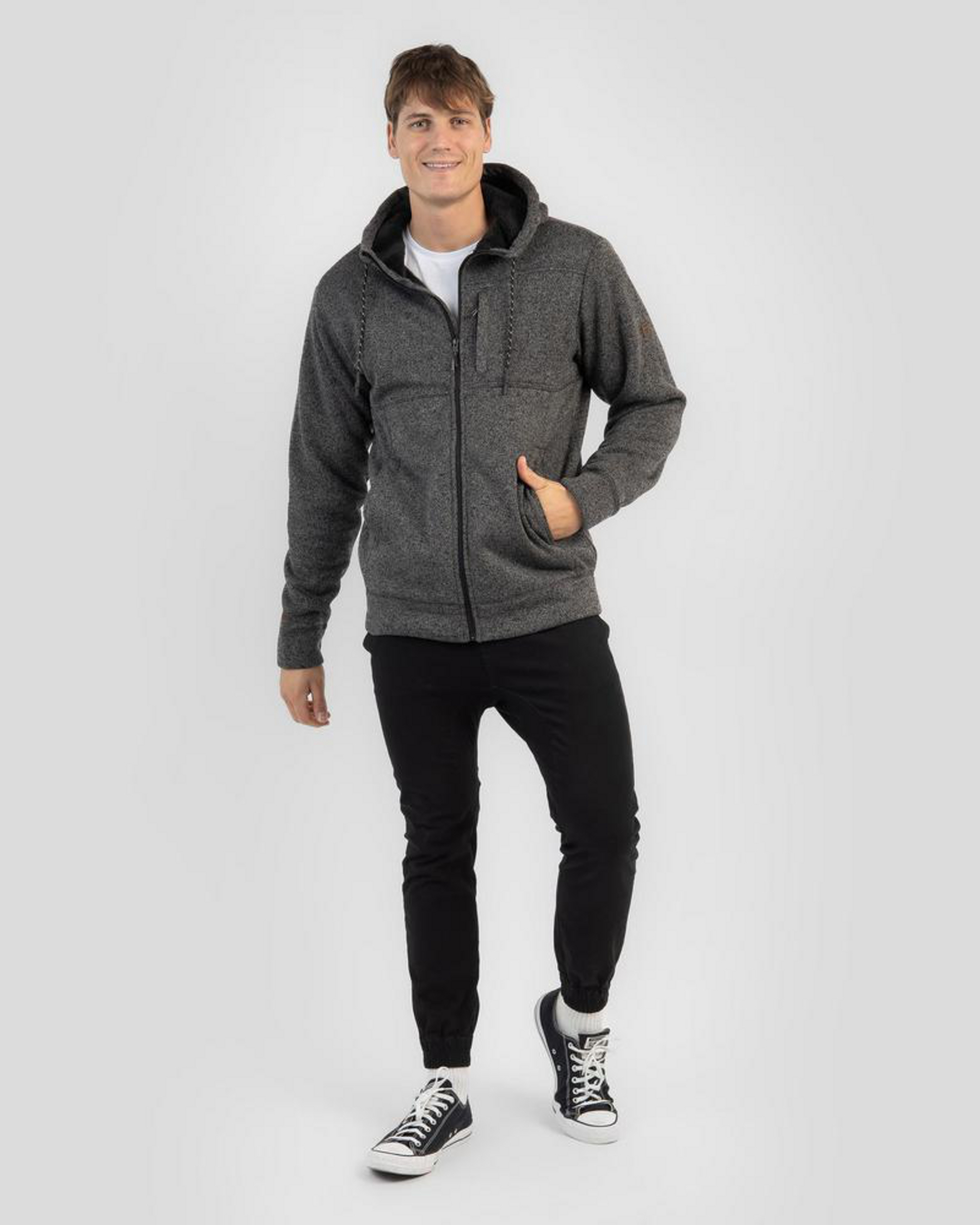 Shop Billabong Boundary Sherpa Hooded Jacket In Black Heather - Fast ...
