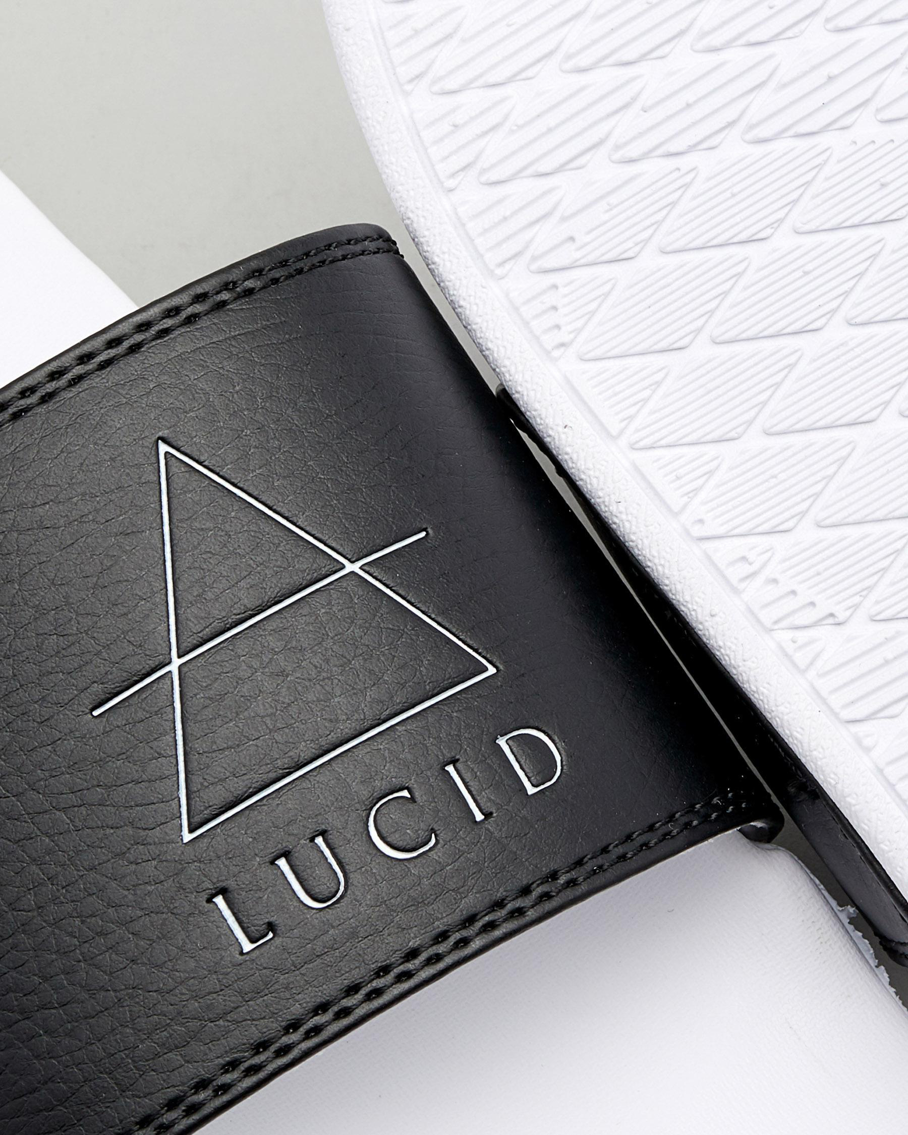 Shop Lucid Geomet Slides In White/black - Fast Shipping & Easy Returns ...