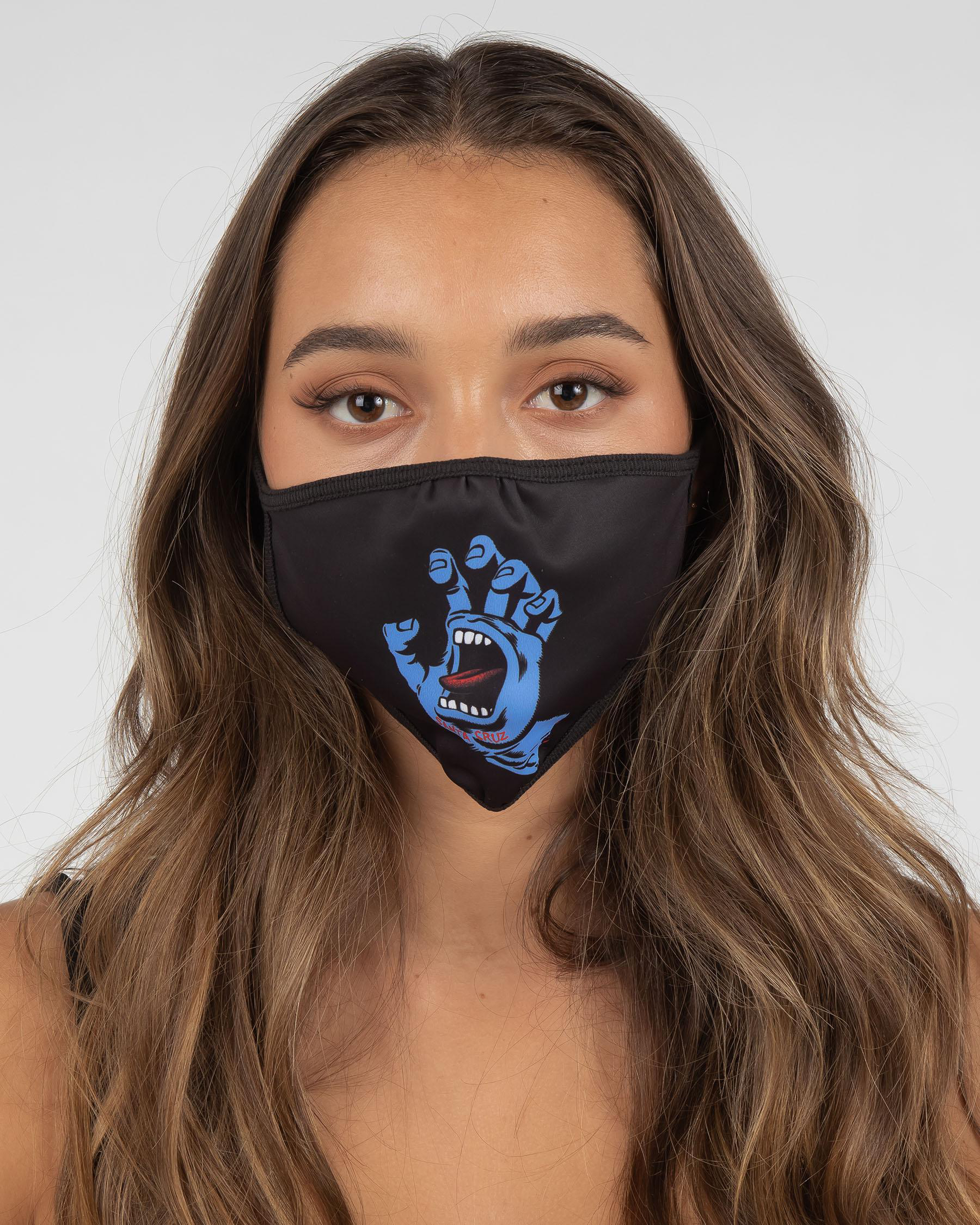 Shop Santa Cruz Screaming Hand Face Mask In Black - Fast Shipping ...