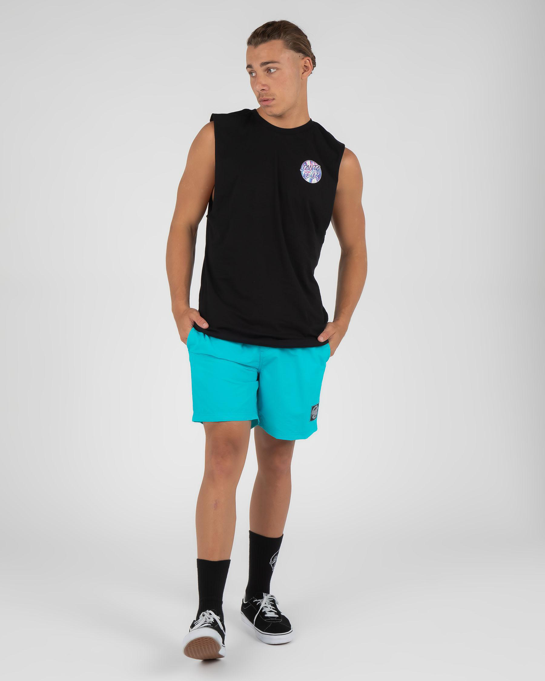 Shop Santa Cruz Cruizier Reactive Shorts In Bright Teal - Fast Shipping ...