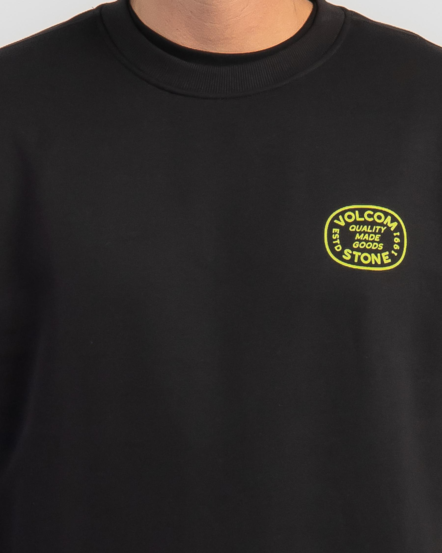 Shop Volcom Produce Crew Neck Sweat Shirt In Black - Fast Shipping ...