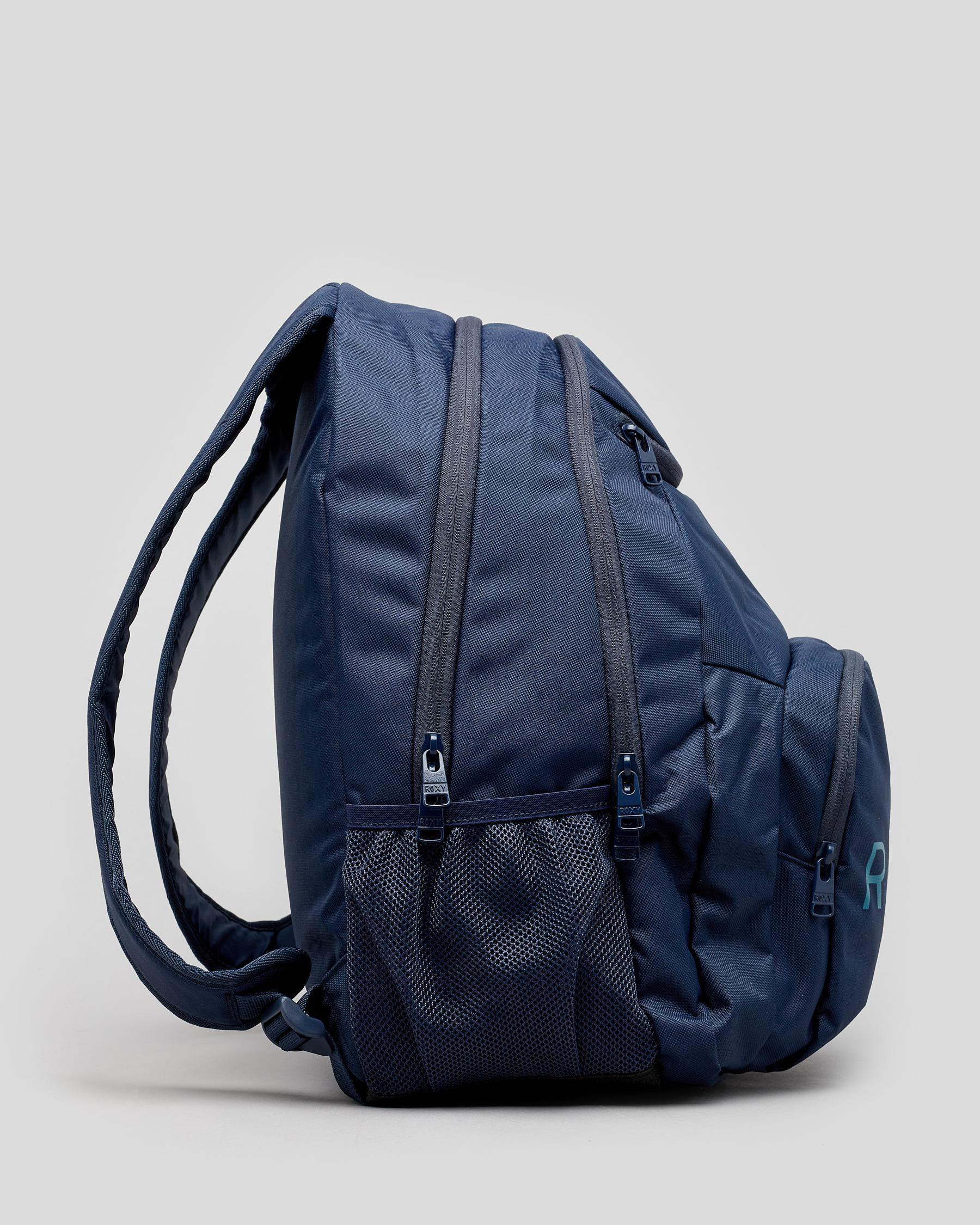 Shop Roxy Shadow Swell Logo Backpack In Mood Indigo - Fast Shipping ...