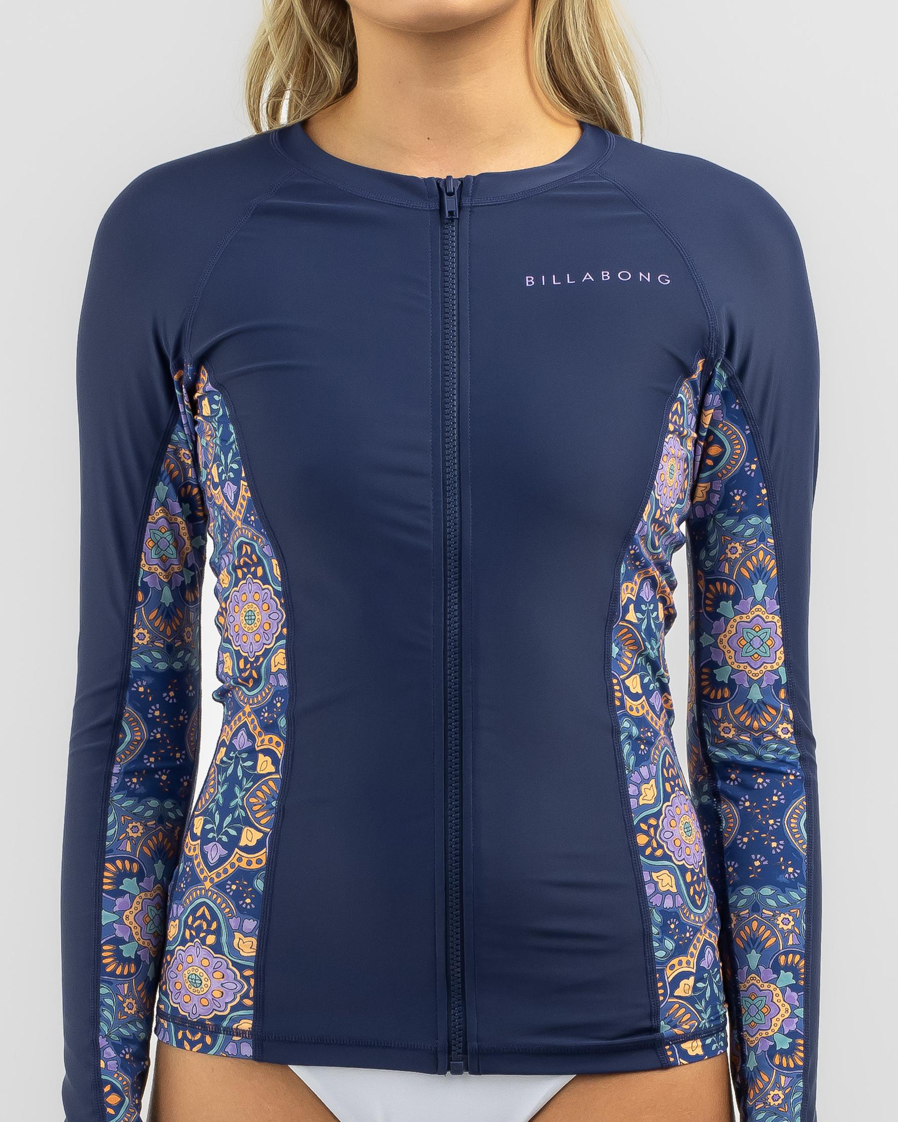 Shop Billabong Summerside Off Shore Long Sleeve Rash Vest In Deep Blue ...