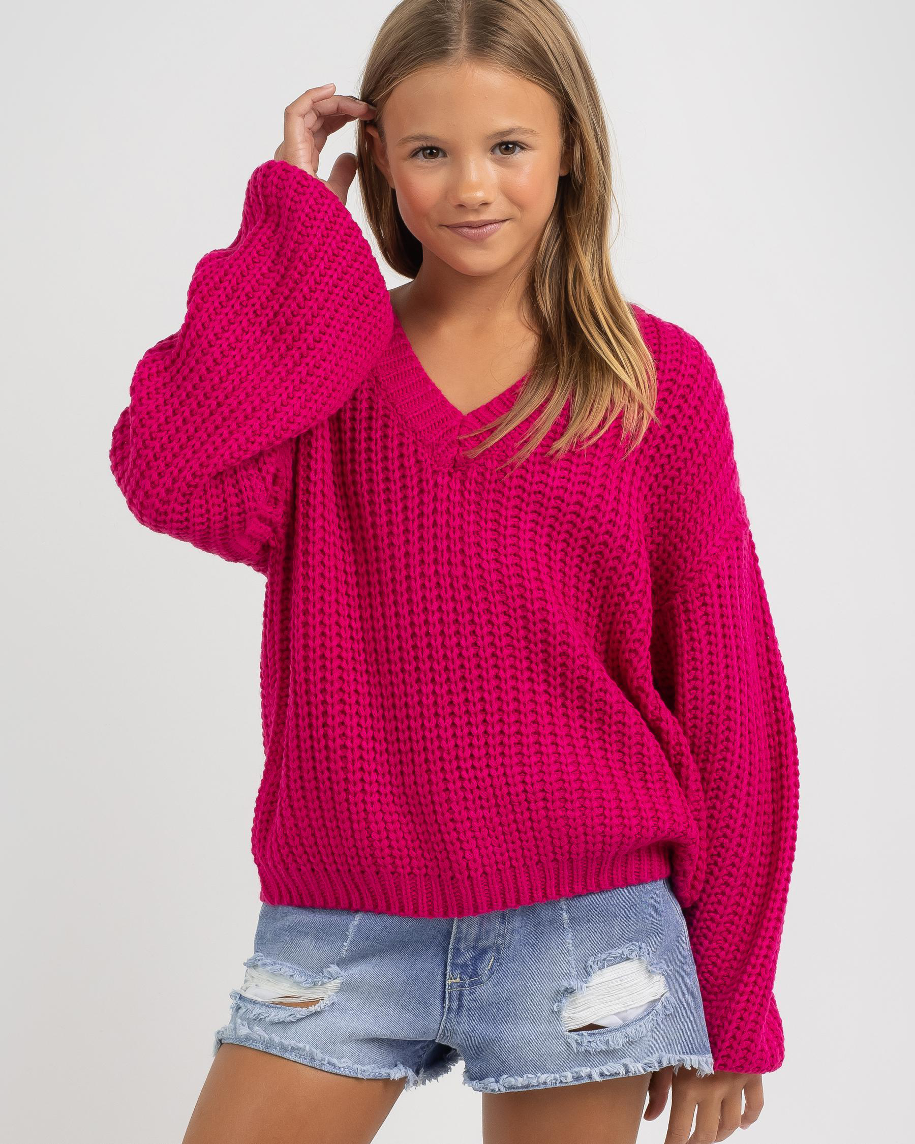 Shop Mooloola Girls' Whitehaven Knit Jumper In Electric Magenta - Fast ...