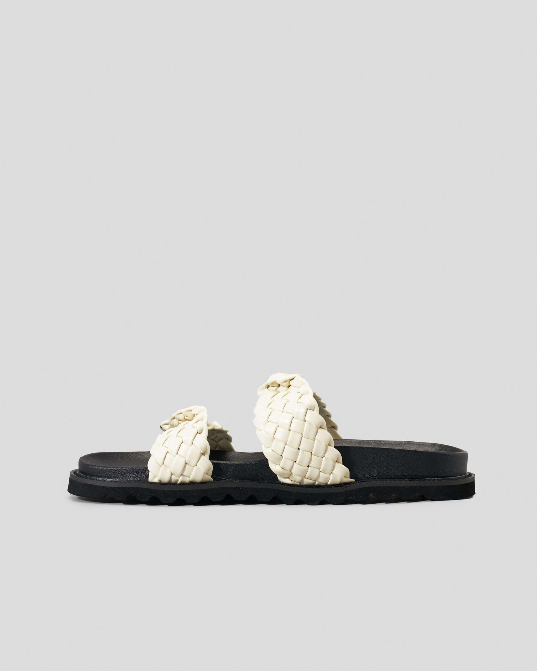 Shop Ava And Ever Monte Carlo Slide Sandals In Alabaster/black - Fast ...