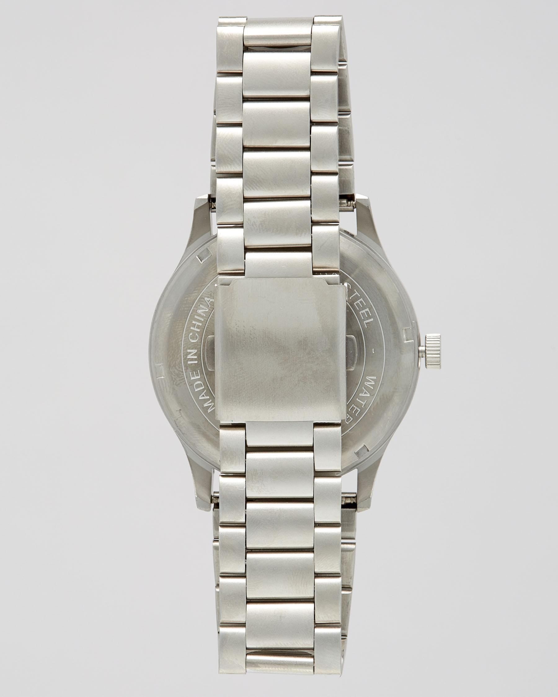 Shop Lucid Shield Steel Watch In Black/silver/silver/silver - Fast ...