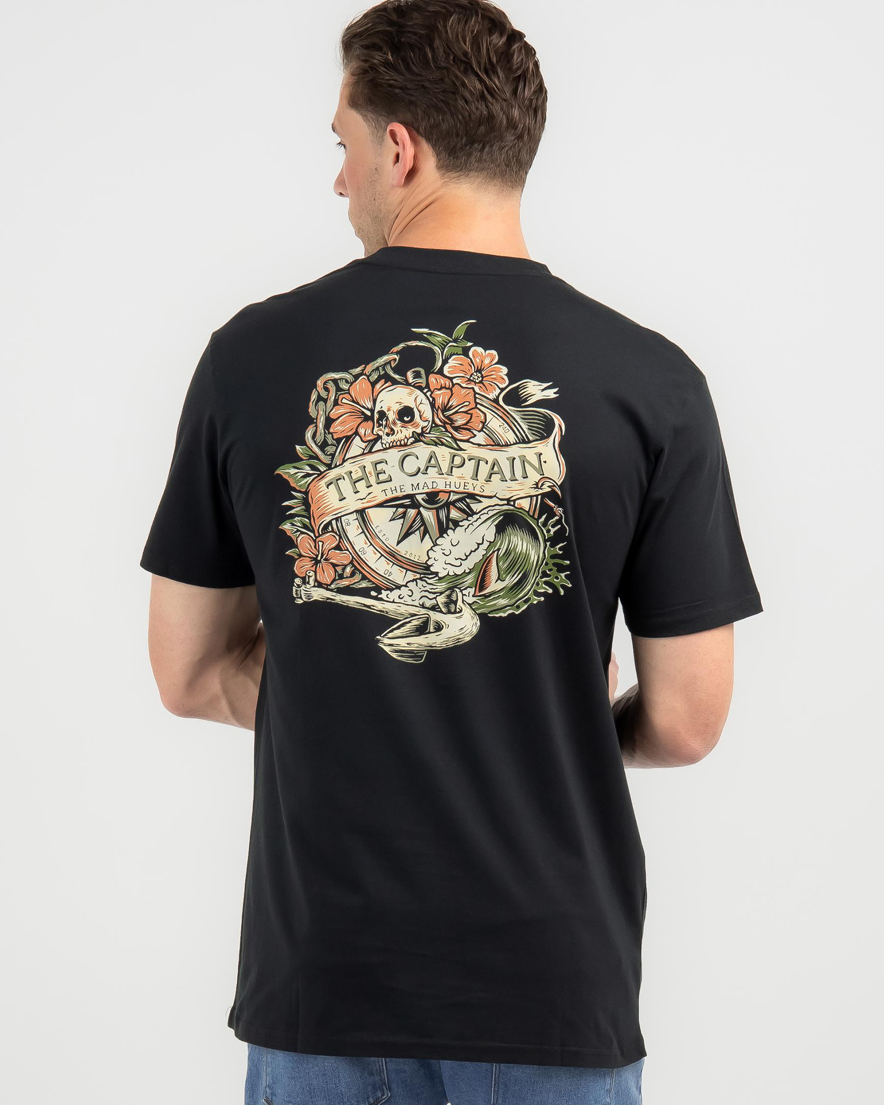Shop The Mad Hueys Compass Captain T-Shirt In Black - Fast Shipping ...