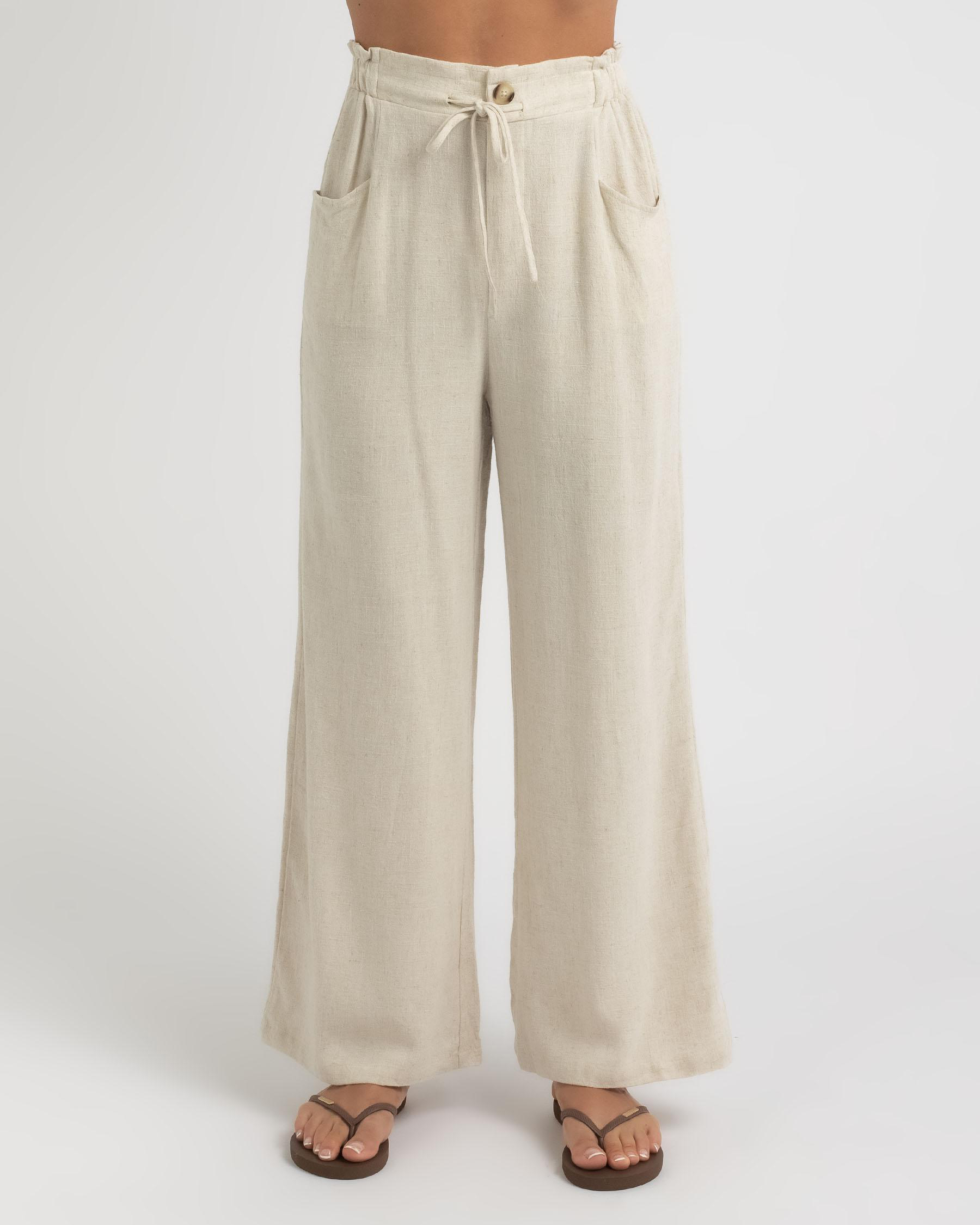 Shop MRKT. Abby Beach Pants In Natural S+p - Fast Shipping & Easy ...