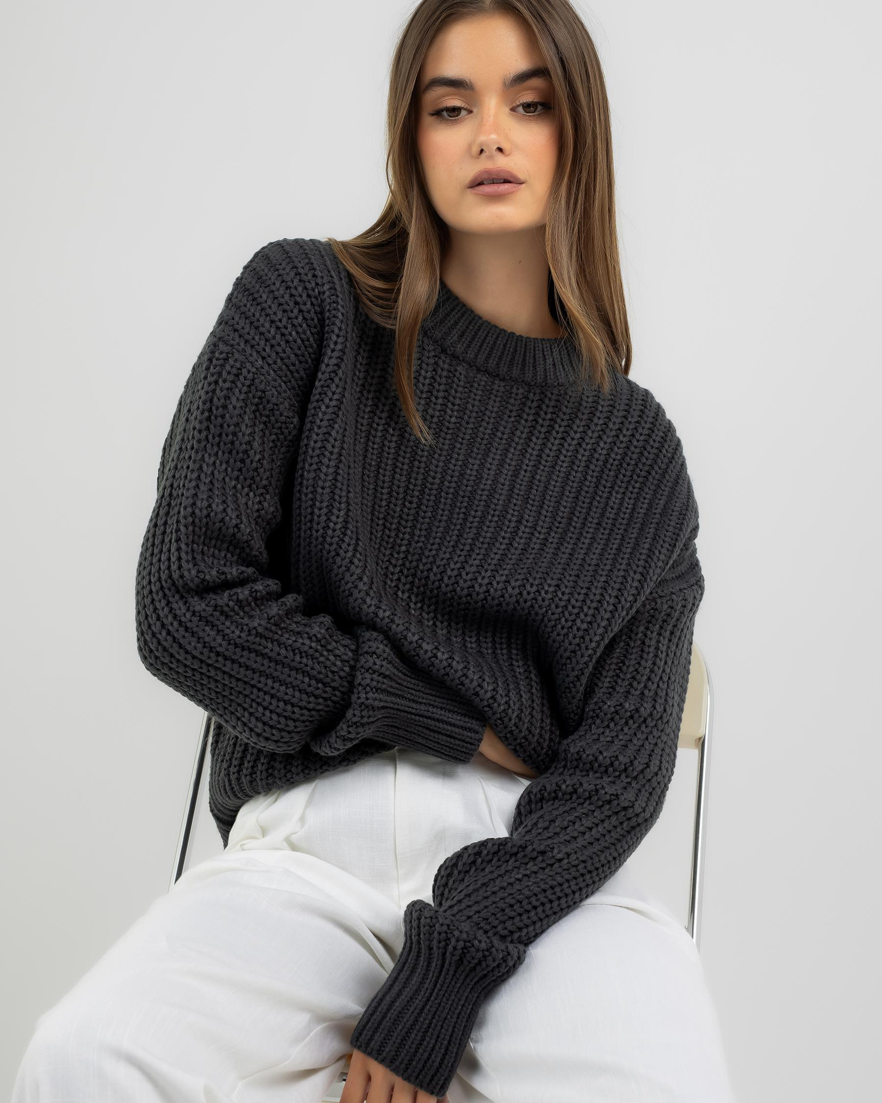 Shop Roxy Coming Home Sweater In Phantom - Fast Shipping & Easy Returns - City Beach Australia