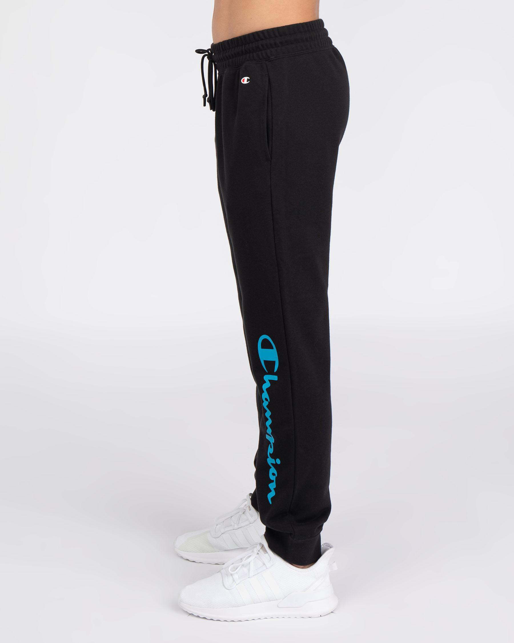 Shop Champion EU Legacy Track Pants In Black/blue - Fast Shipping ...
