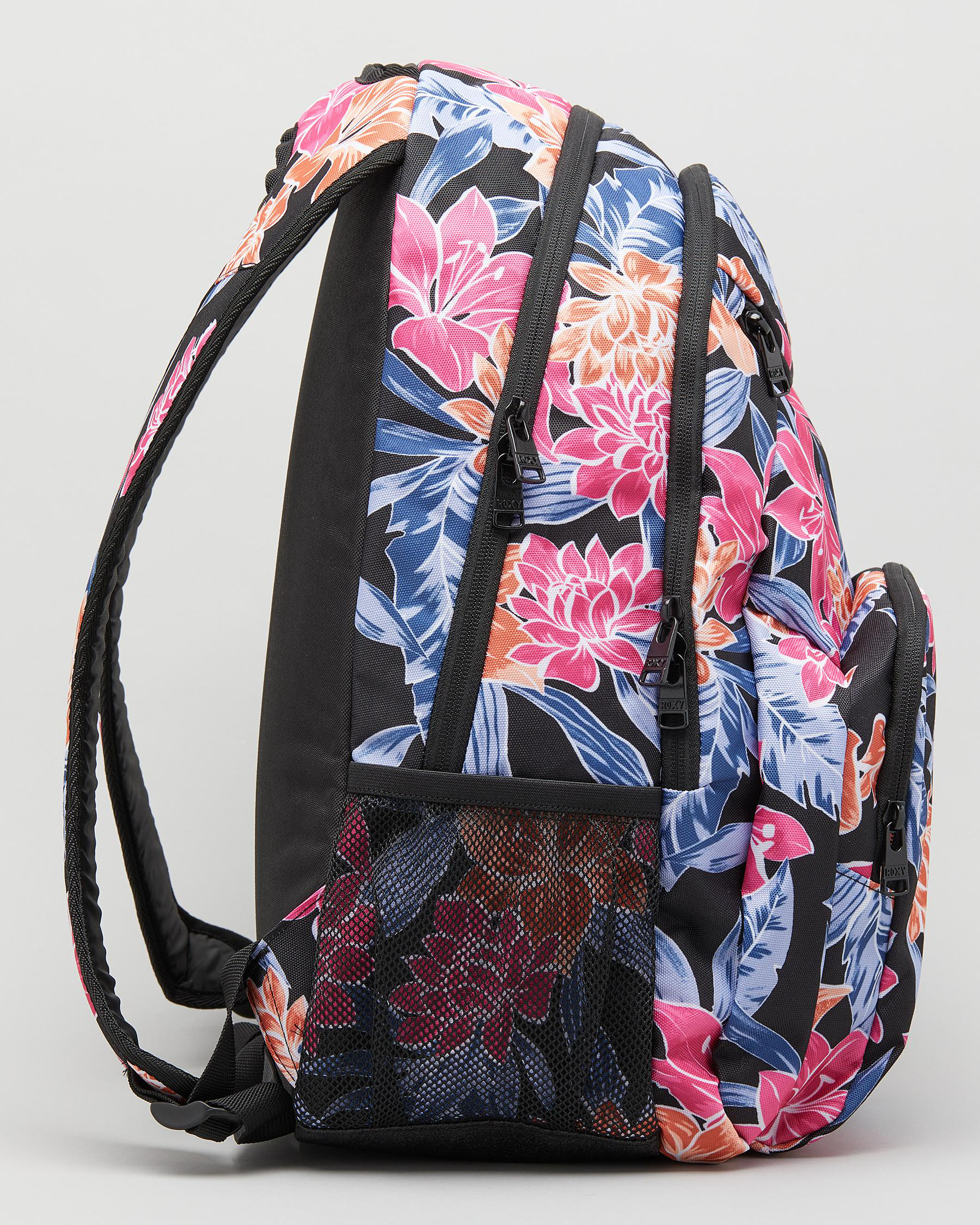 Shop Roxy Shadow Swell Backpack In Anthracite Tropical Oasis S - Fast ...