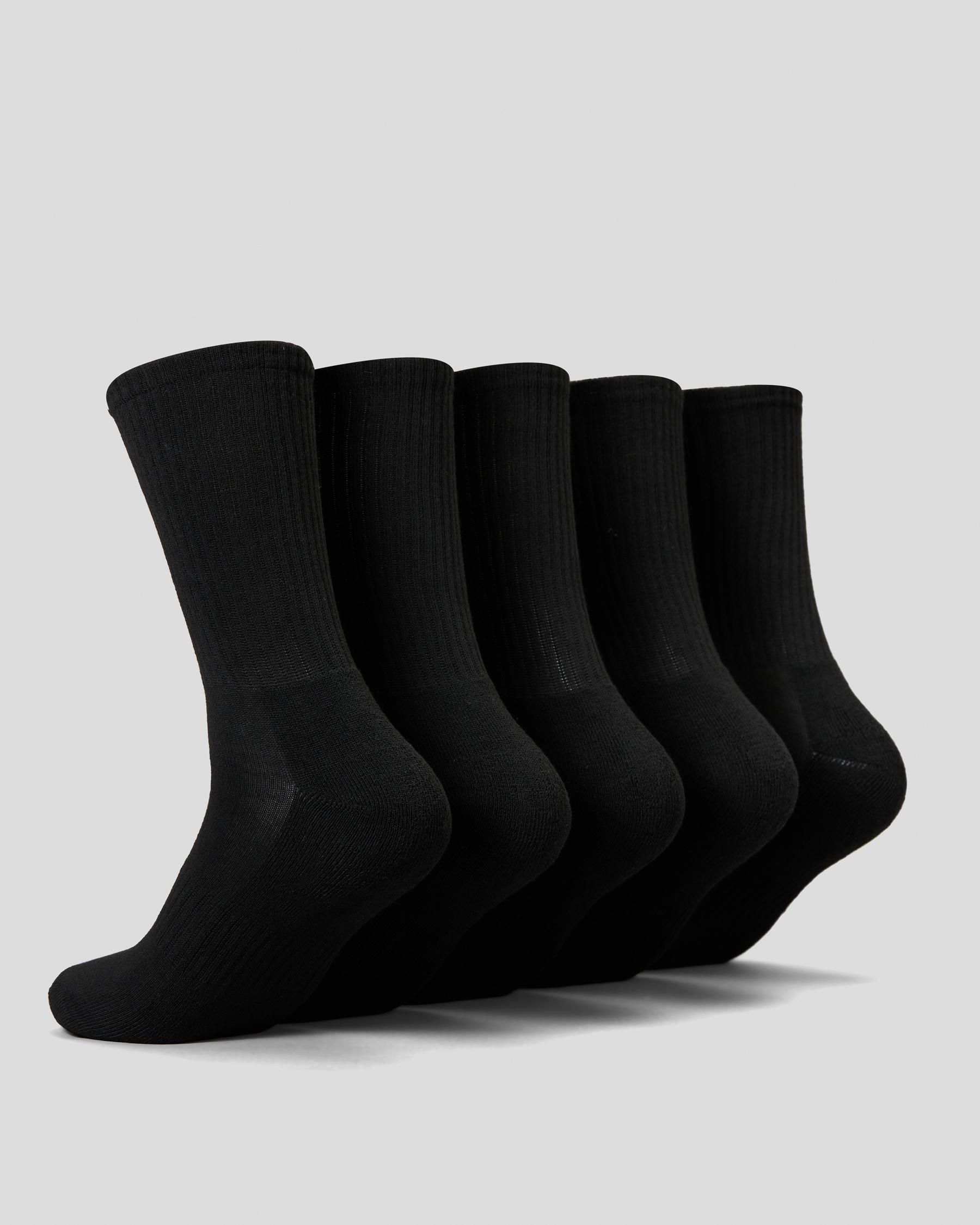 Rip Curl School Crew Socks 5 Pack In Black - FREE* Shipping & Easy ...