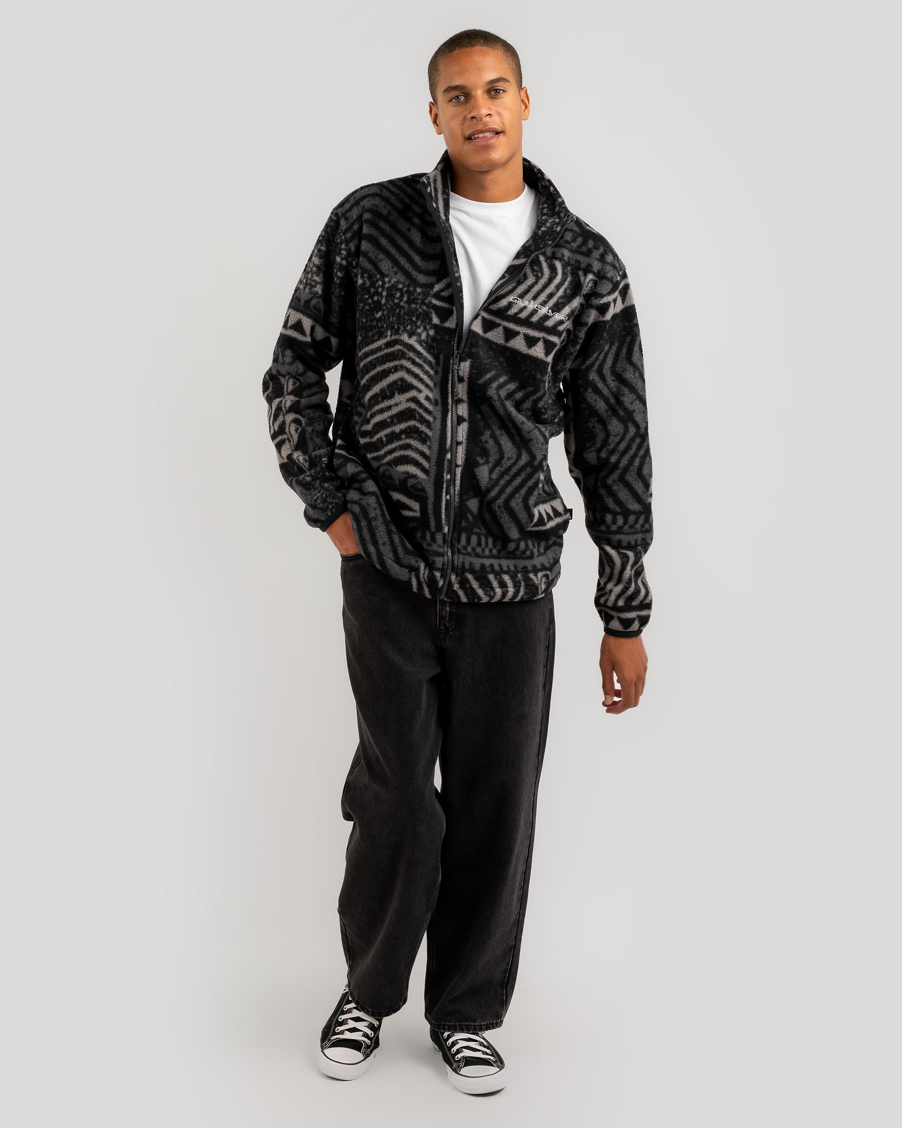 Shop Quiksilver Clean Coasts Jacket In Black Blown Out - Fast Shipping ...