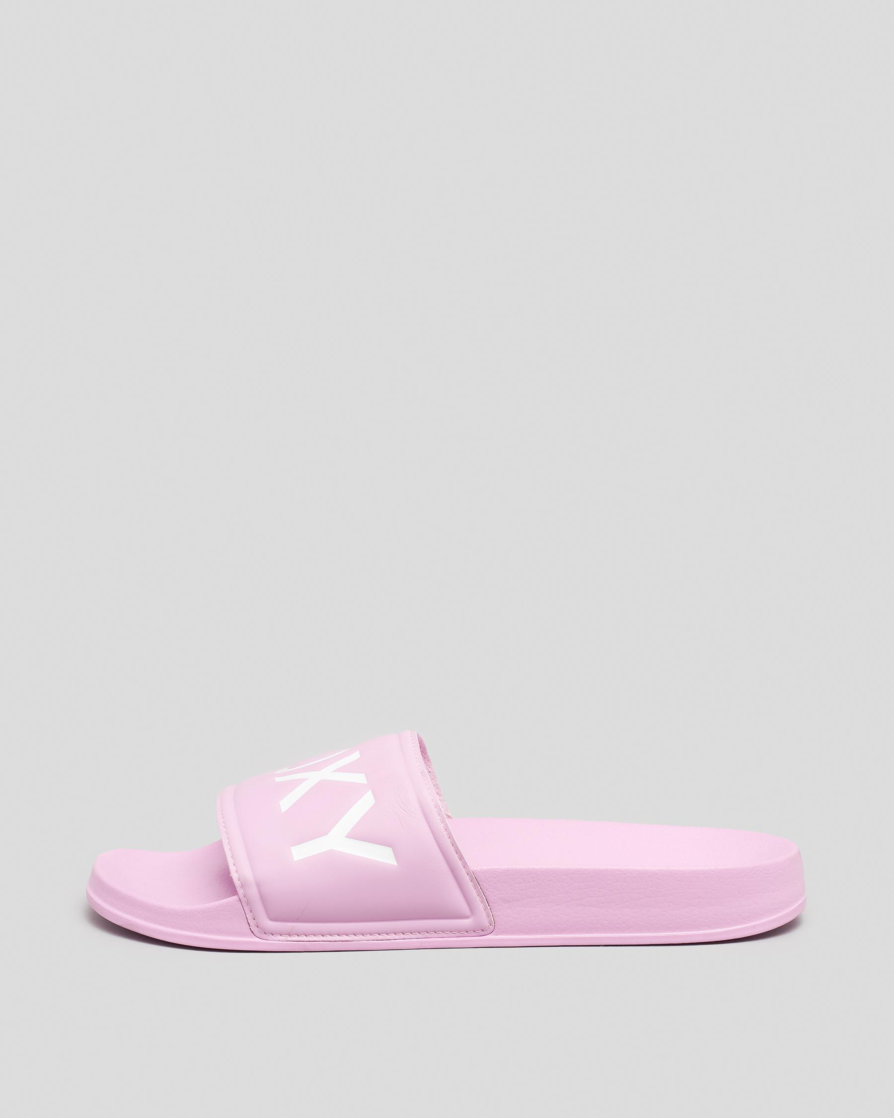 Shop Roxy Womens Roxy Slippy Slide Sandals In White/lilac - Fast ...