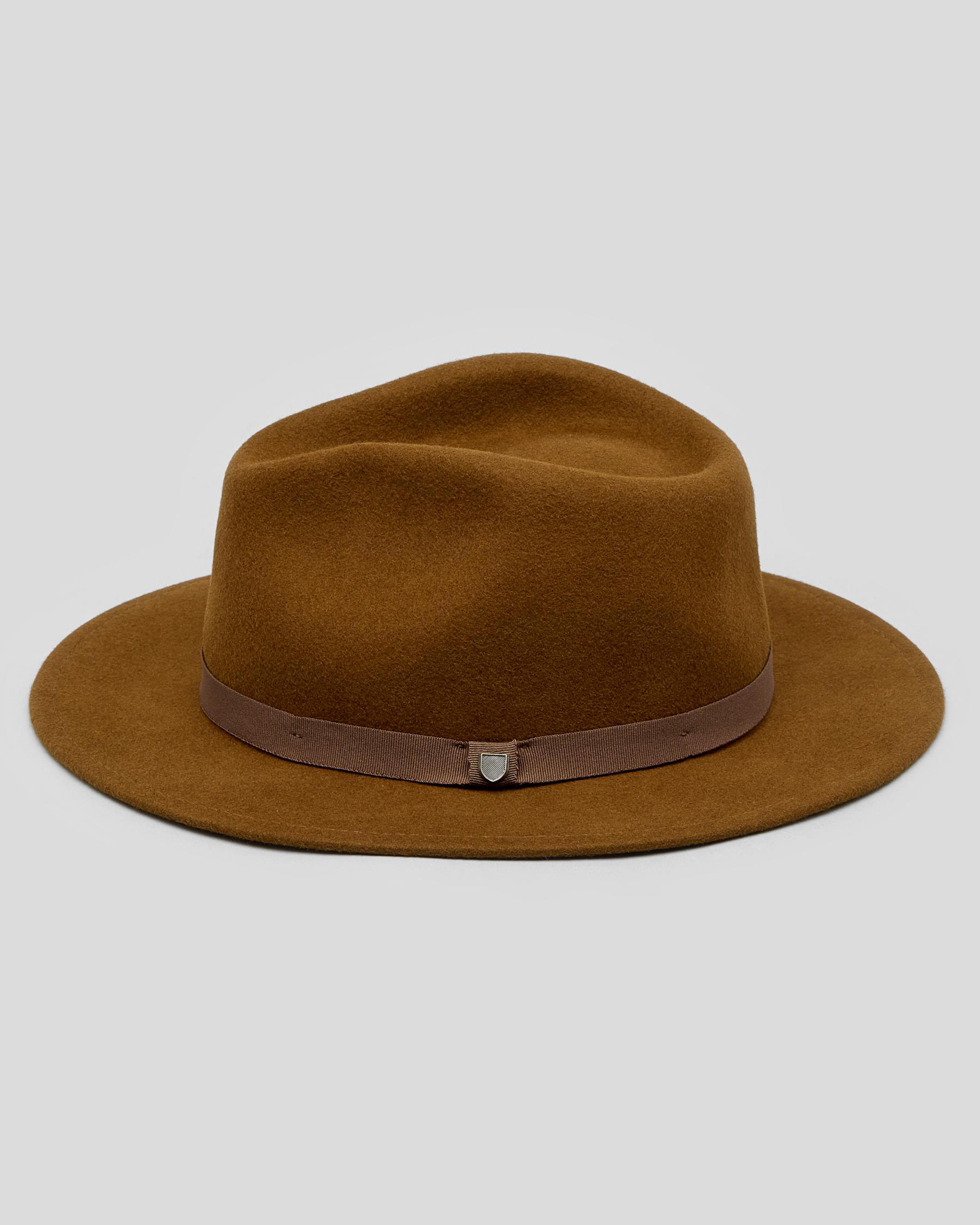 Shop Brixton Messer Packable Fedora In Coffee - Fast Shipping & Easy ...