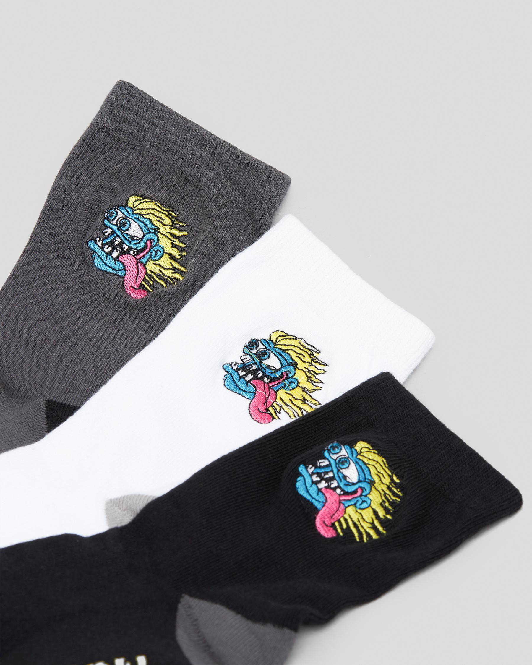 Shop Sanction Boys' Monster Head Socks 3 Pack In Multi - Fast Shipping ...