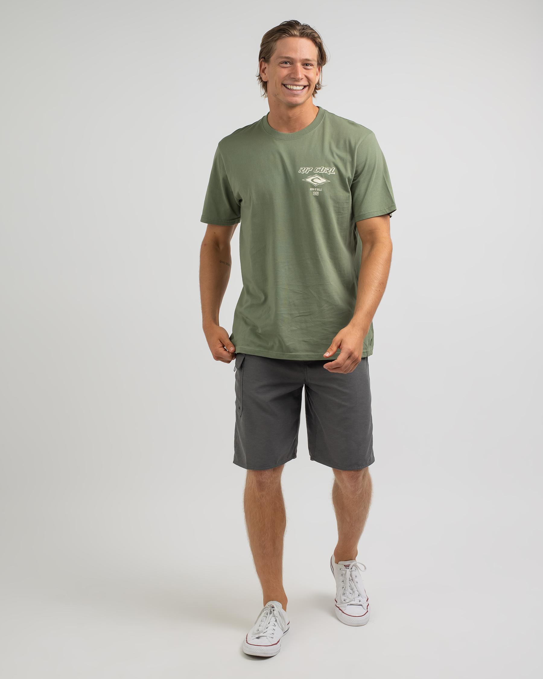 Shop Rip Curl Fade Out Icon T-Shirt In Washed Clover - Fast Shipping ...