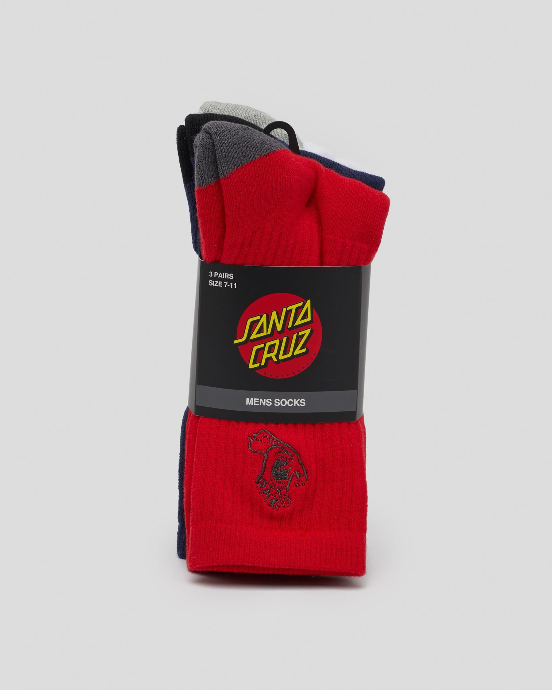 Shop Santa Cruz Mono Hand Socks 3 Pack In Multi - Fast Shipping & Easy ...