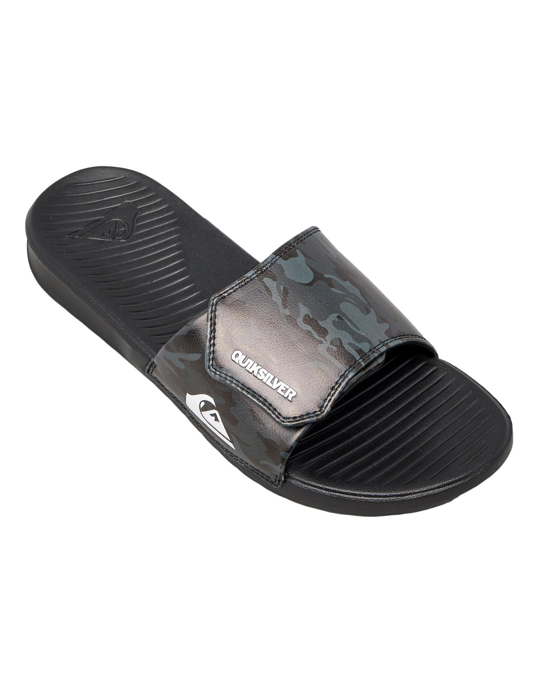 Shop Quiksilver Bright Coast Adjust Slides In Grey/black/black - Fast ...
