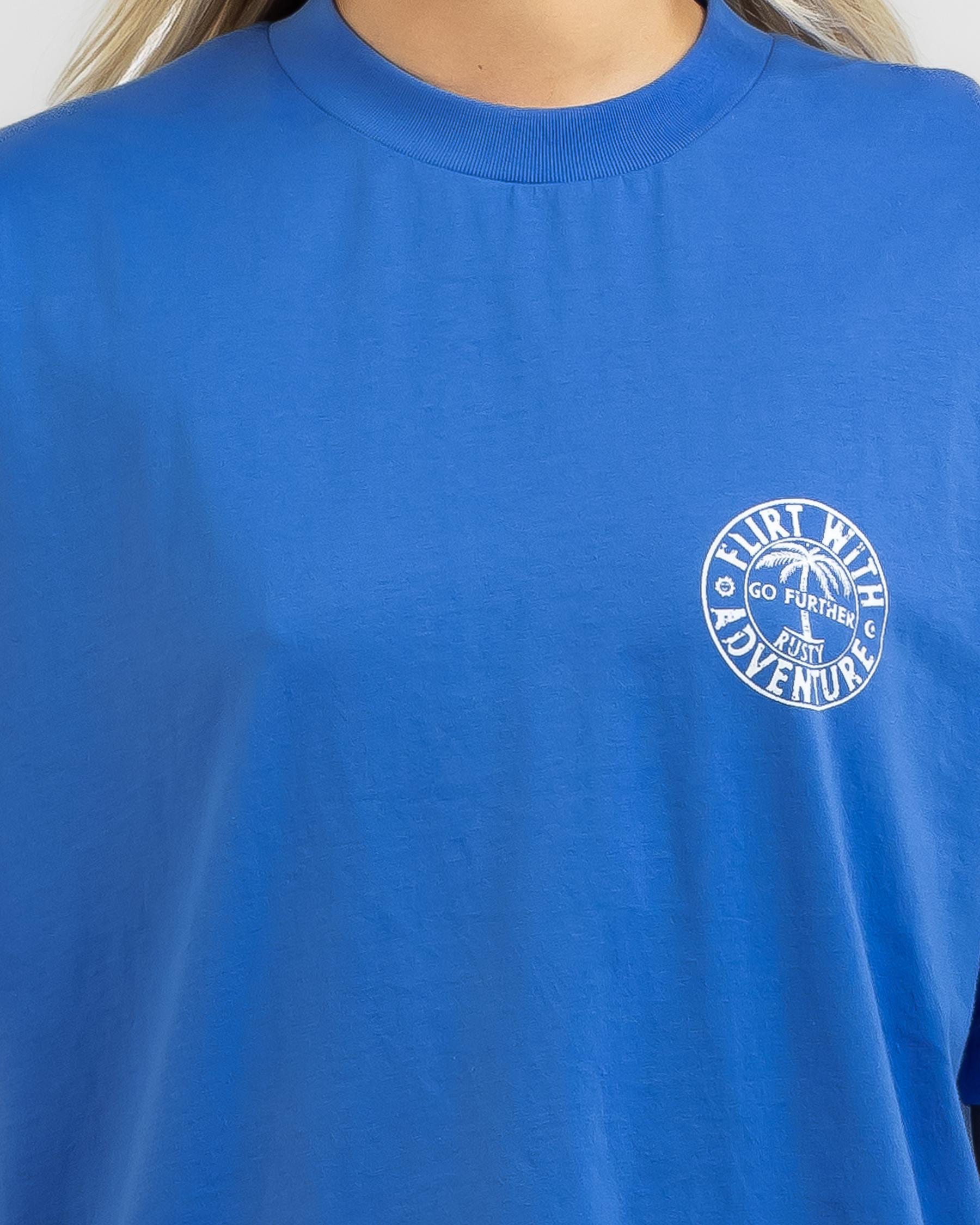 Shop Rusty Flirt Oversized T-Shirt In Blue Regatta - Fast Shipping ...