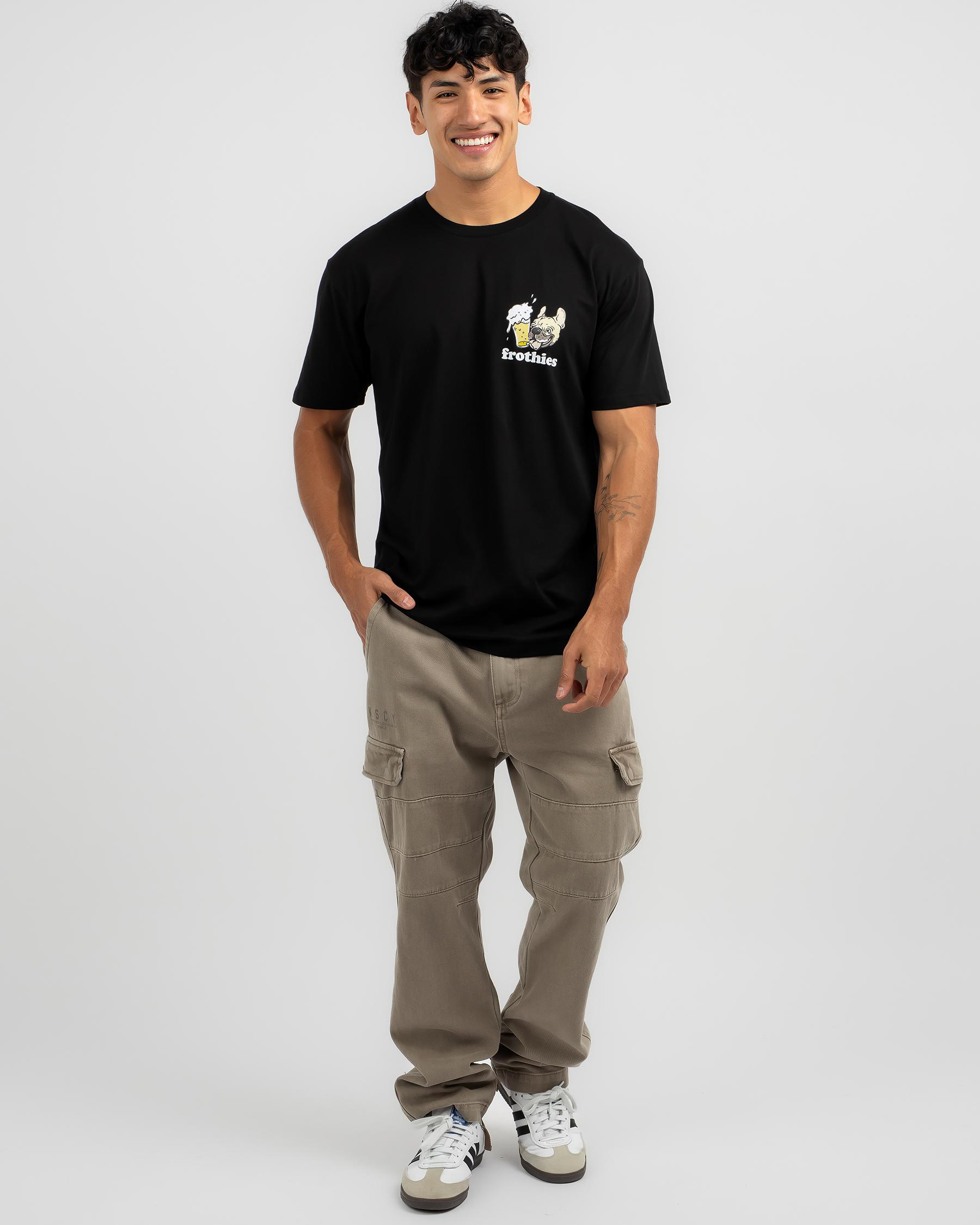Shop Frothies Frenchies & Frothies T-Shirt In Black - Fast Shipping ...
