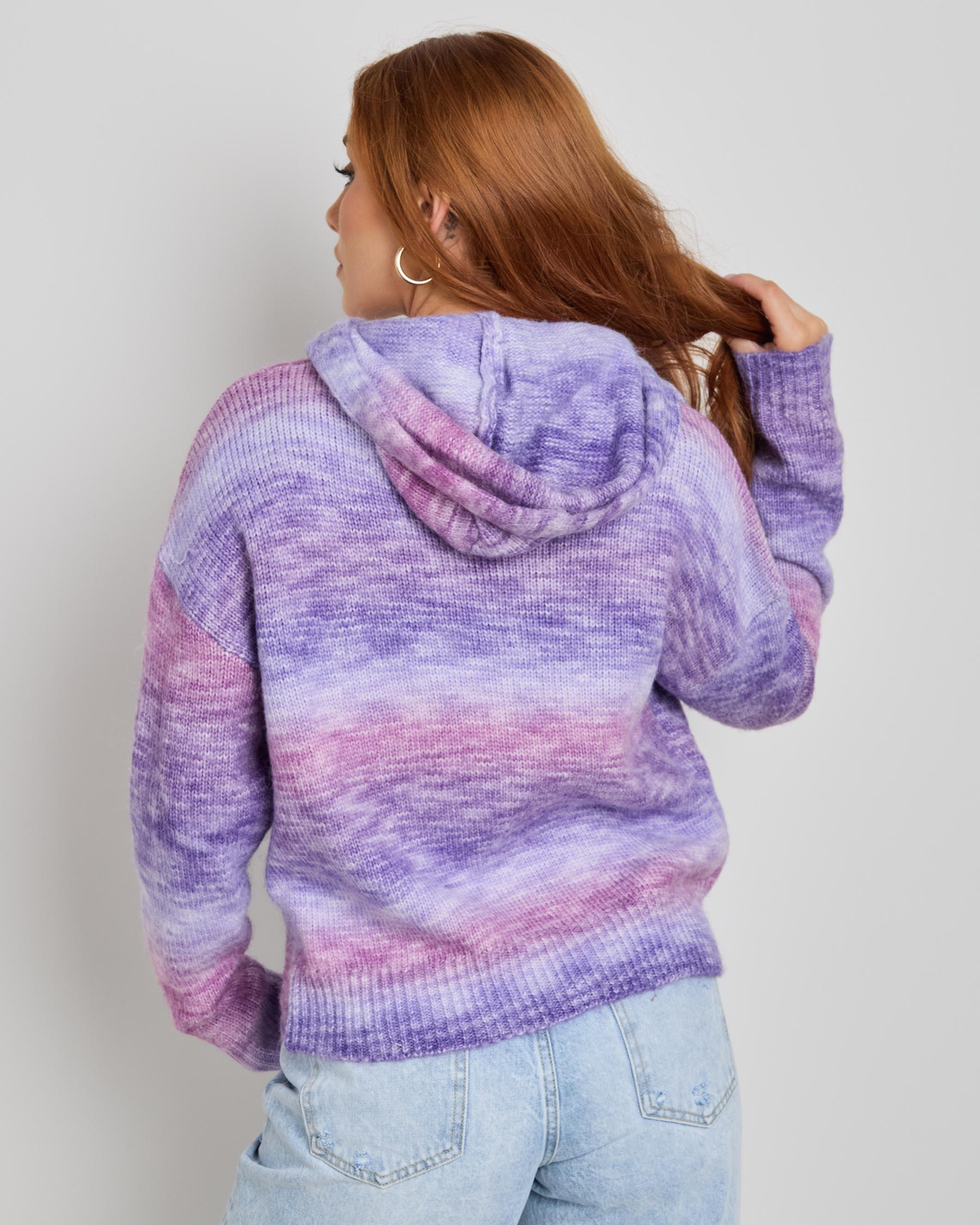 Shop Mooloola Miami Hooded Knit Jumper In Purple Ombre - Fast Shipping ...