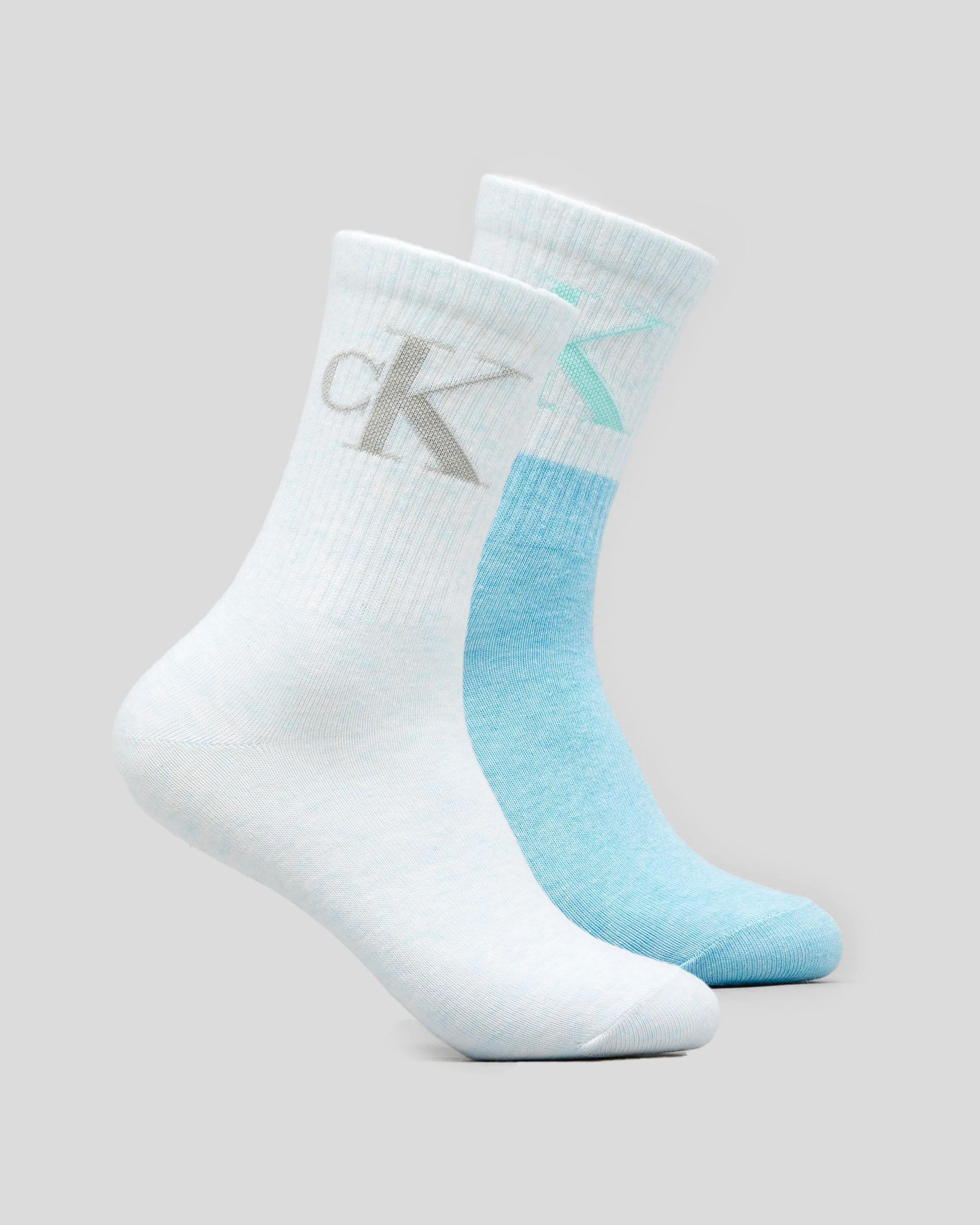 Shop Calvin Klein Womens Casual Monogram Sock Pack In Aqua Htr Assorted ...