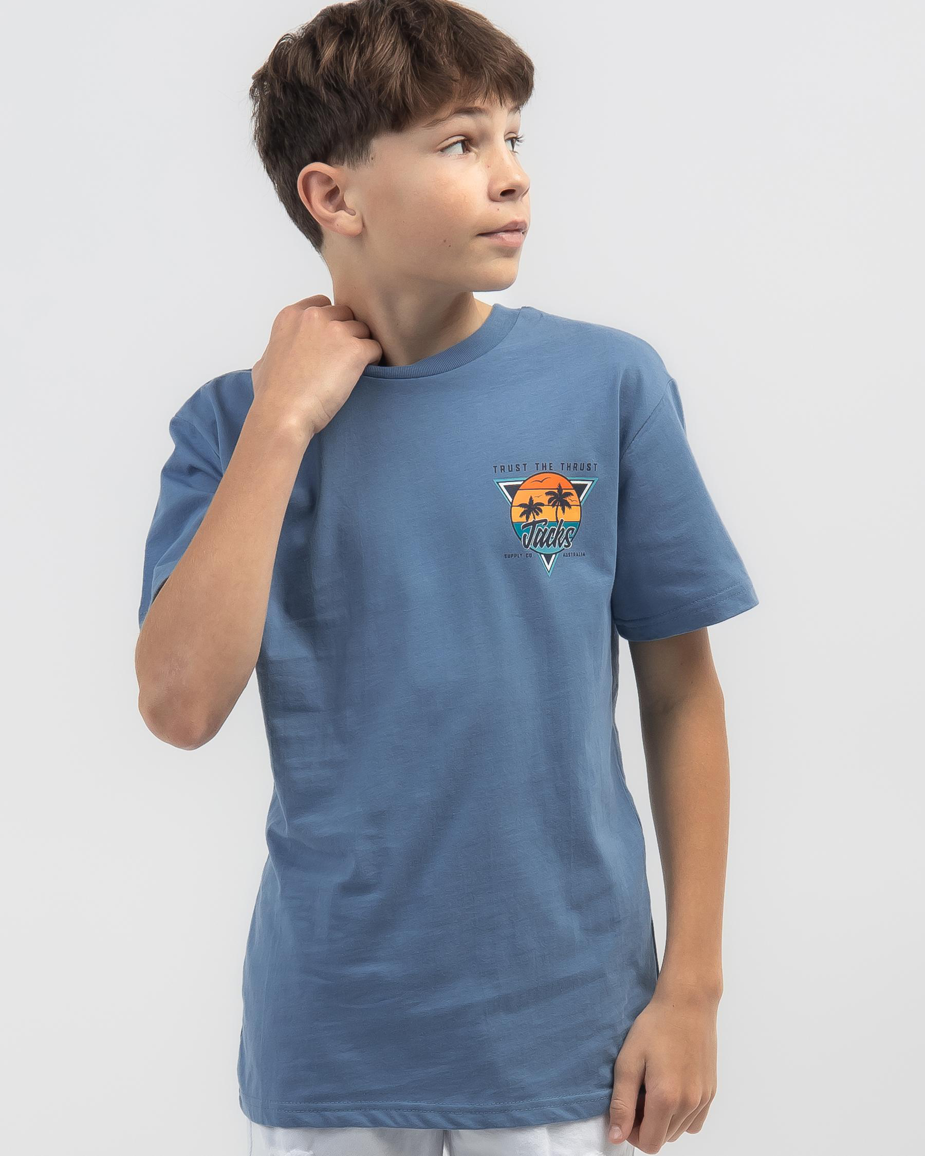 Shop Jacks Boys' Line Up T-Shirt In Slate Blue - Fast Shipping & Easy ...