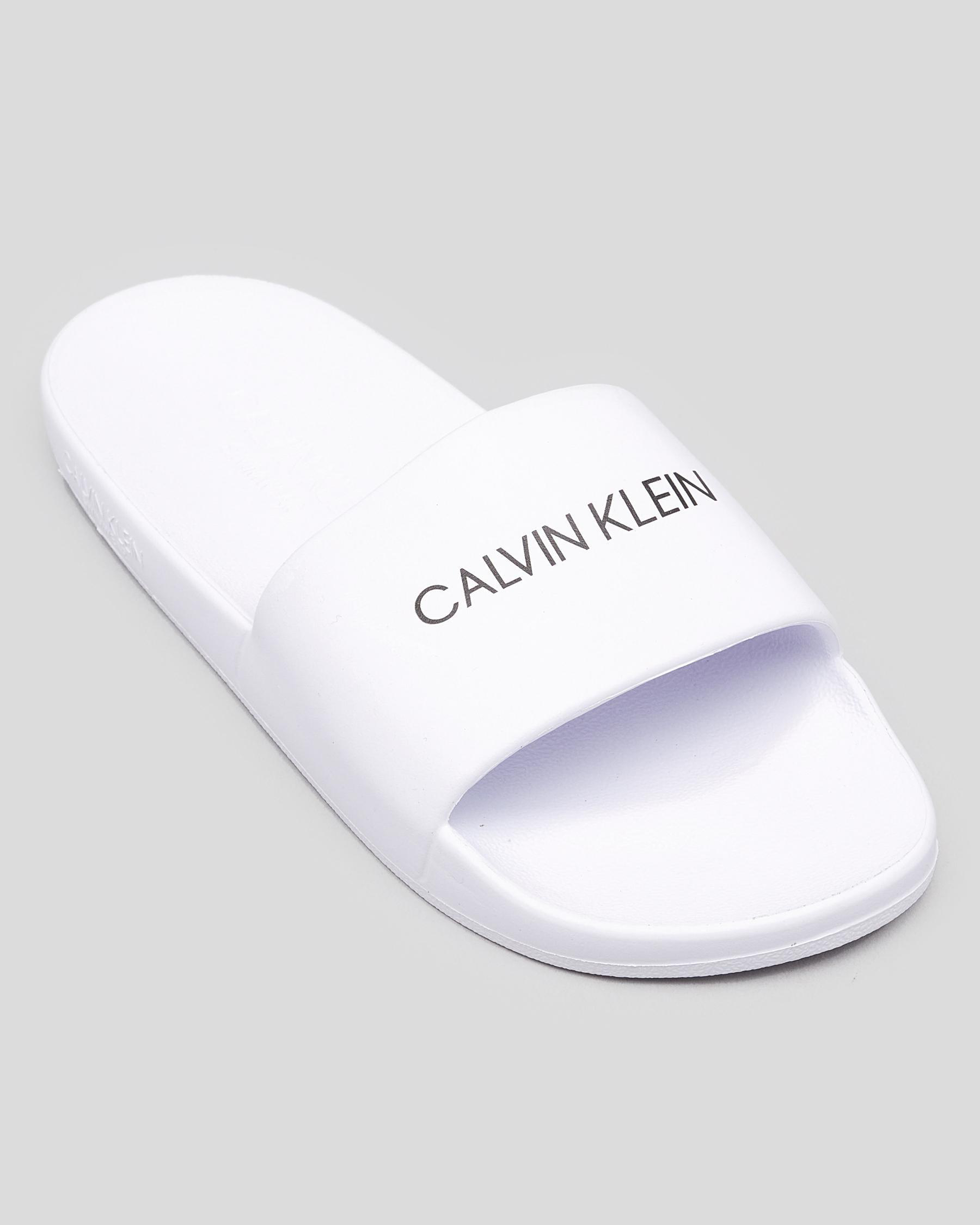 Shop Calvin Klein Girls' One Mold Slide In Pvh Classic White - Fast ...
