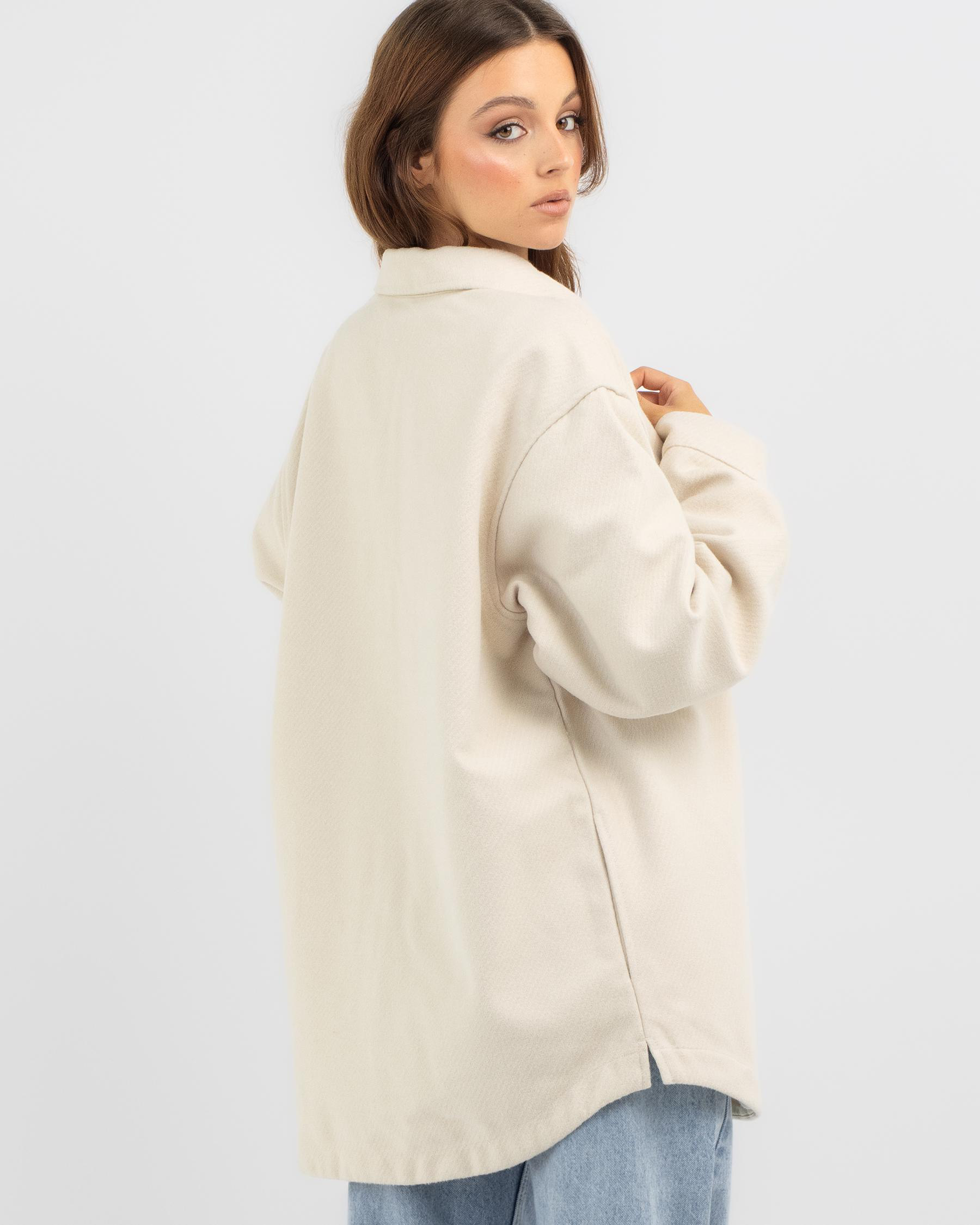 Shop Rhythm Classic Minimal Shacket In Oat - Fast Shipping & Easy ...