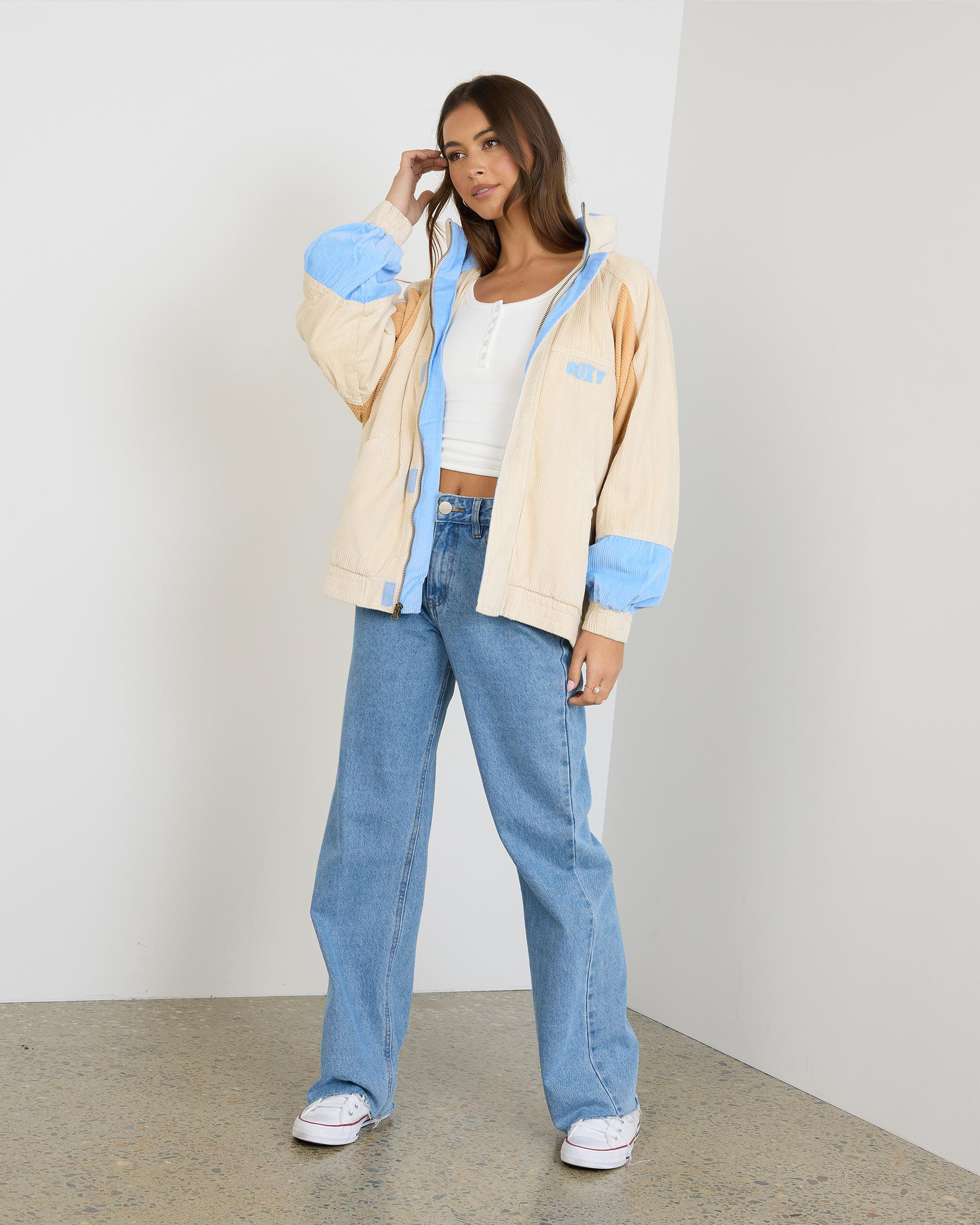 Shop Roxy Strike A Cord Hooded Jacket In Tapioca - Fast Shipping & Easy ...