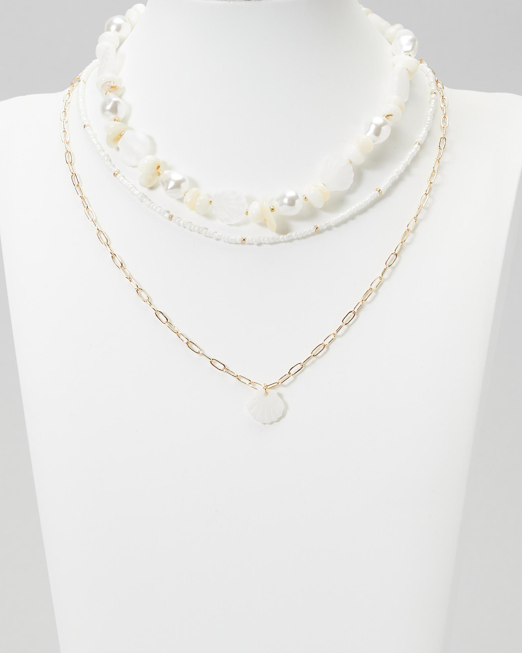 Shop Karyn In LA Byron Necklace Pack In White/shiny Light Gold - Fast ...