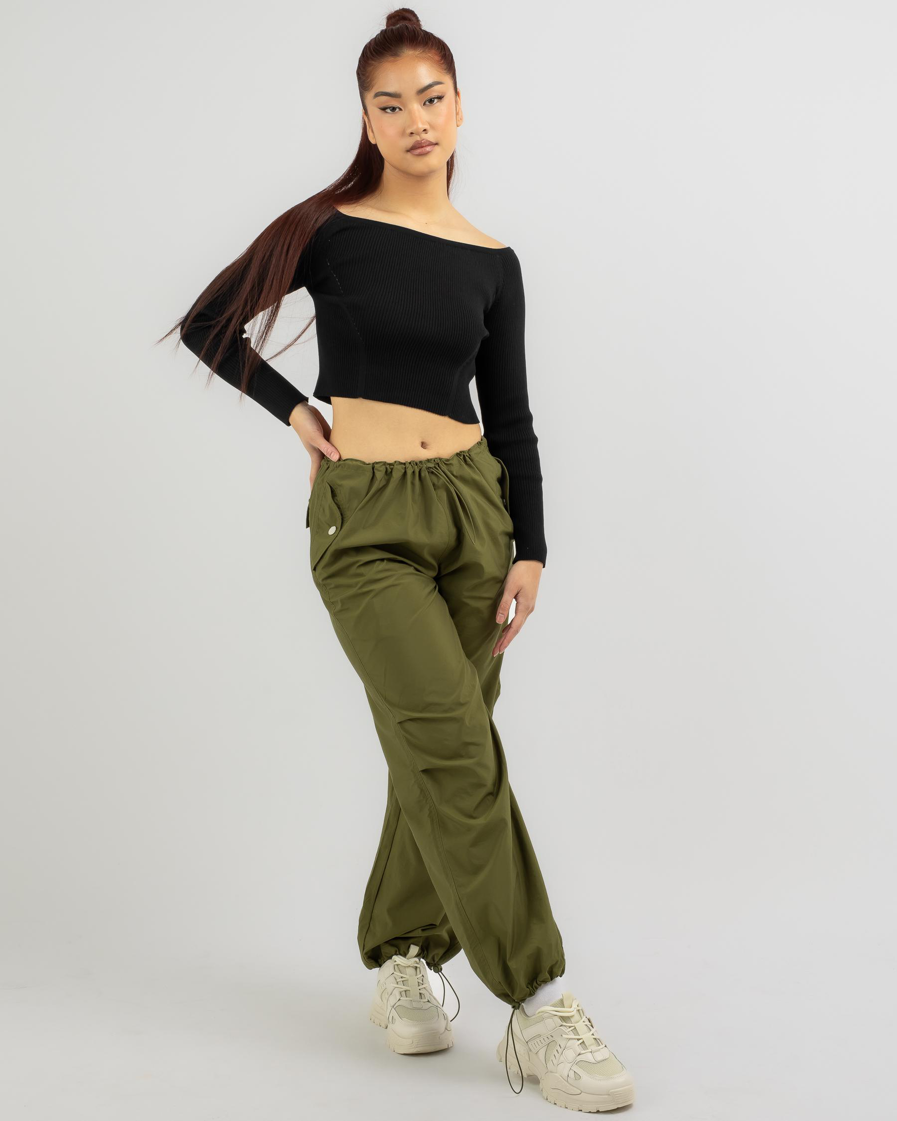 Shop Thanne Loyal Off Sholder Knit Top In Black - Fast Shipping & Easy ...