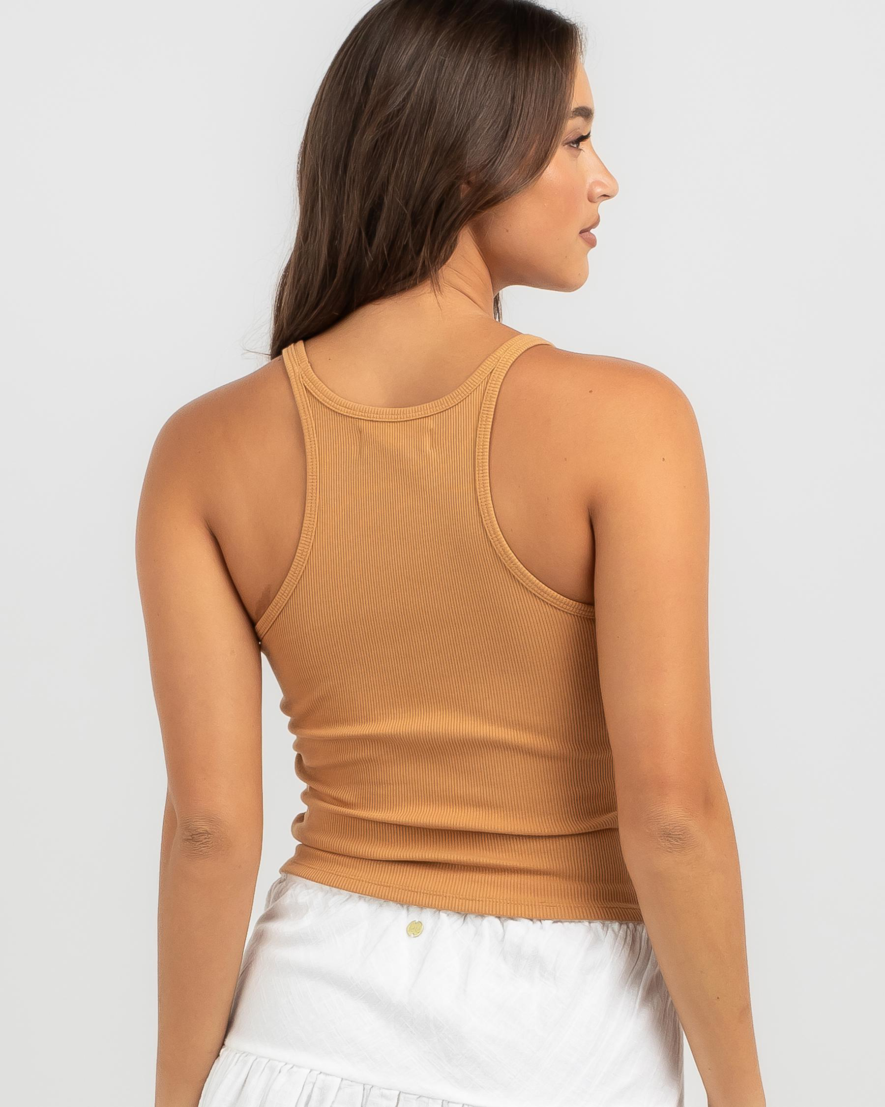 Shop Rip Curl Endless Summer Ribbed Tank Top In Light Brown - Fast ...
