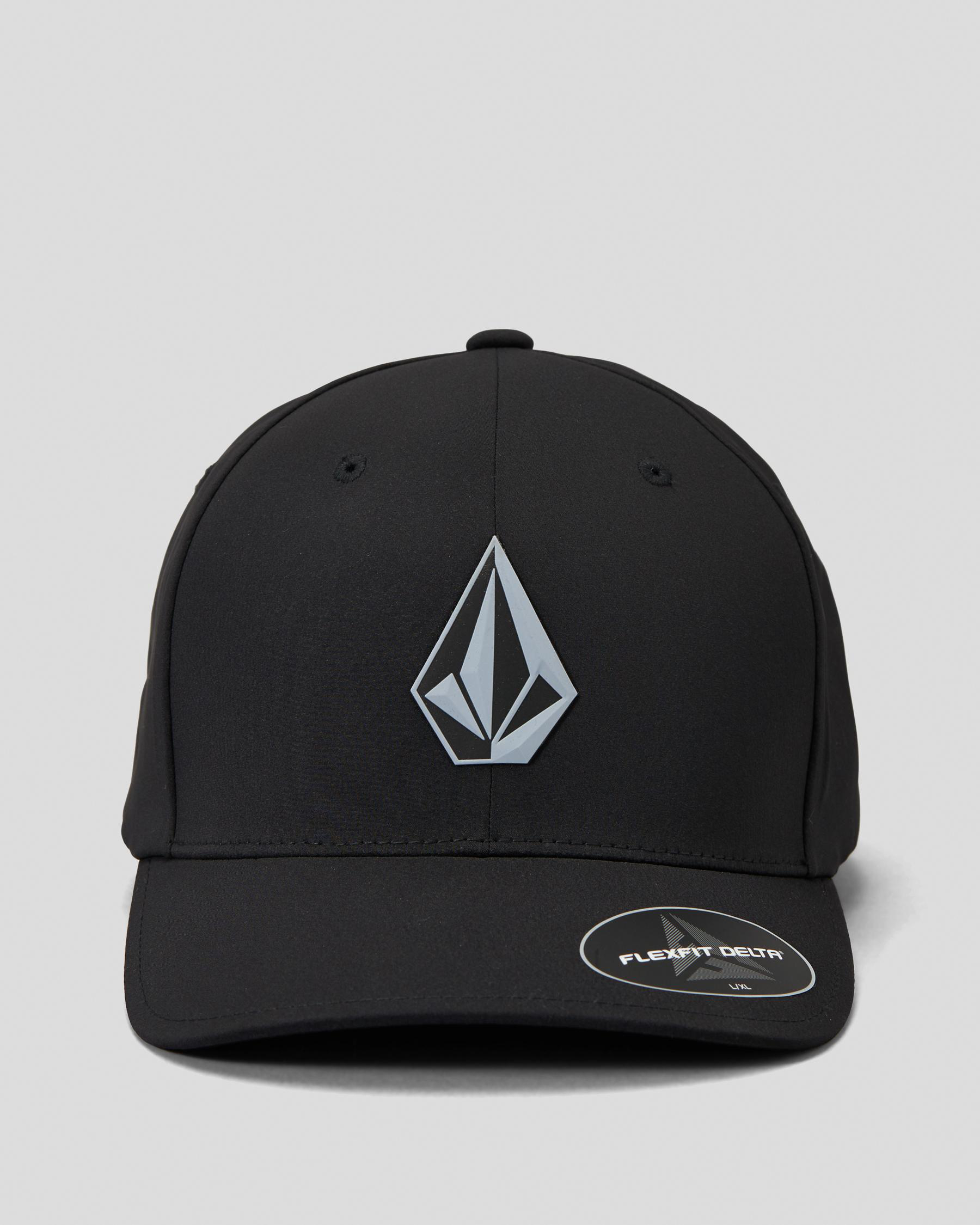 Shop Volcom Stone Tech Flexfit Delta Cap In Black - Fast Shipping ...