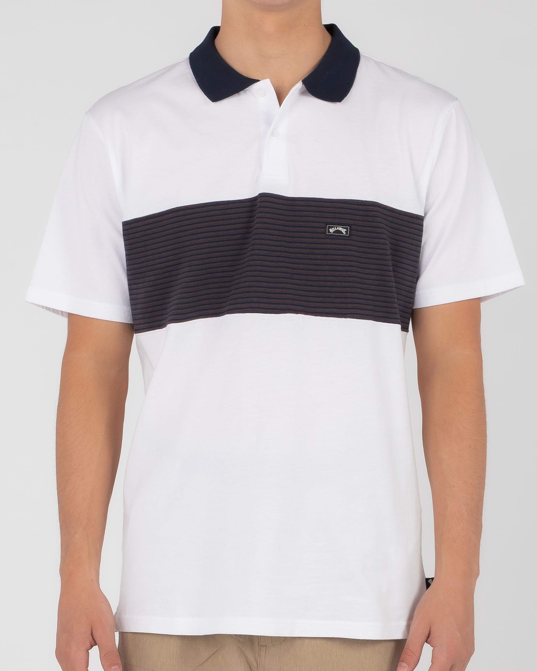 Shop Billabong Banded Die Cut Polo Shirt In White - Fast Shipping ...