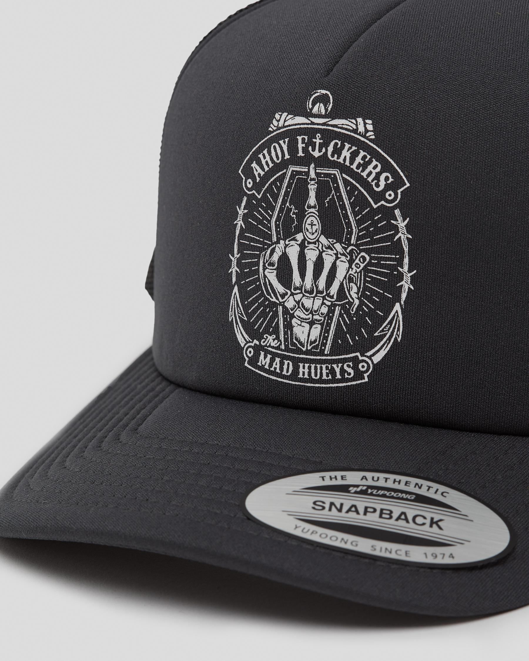 Shop The Mad Hueys Ahoy Ahoy FKR Foam Trucker Cap In Charcoal - Fast ...