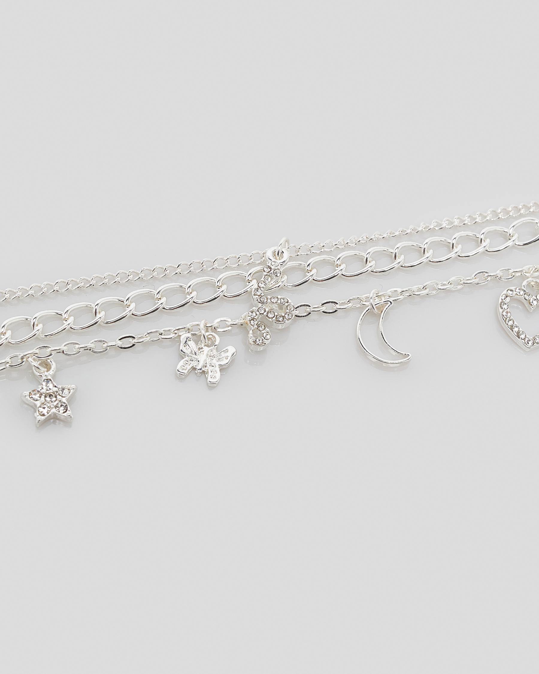 Shop Karyn In LA Piper Anklet Pack In Shiny Silver - Fast Shipping ...