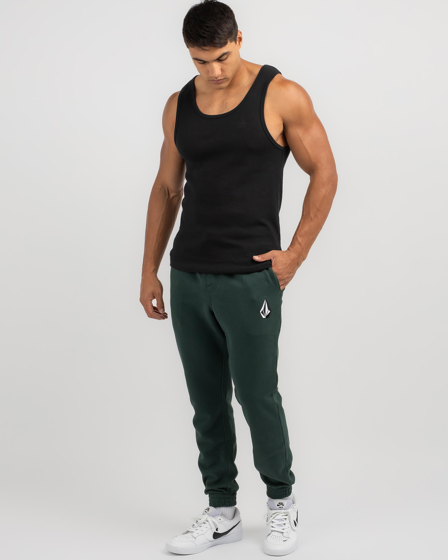 Shop Volcom Vologo Fleece Track Pants In Cedar Green - Fast Shipping ...
