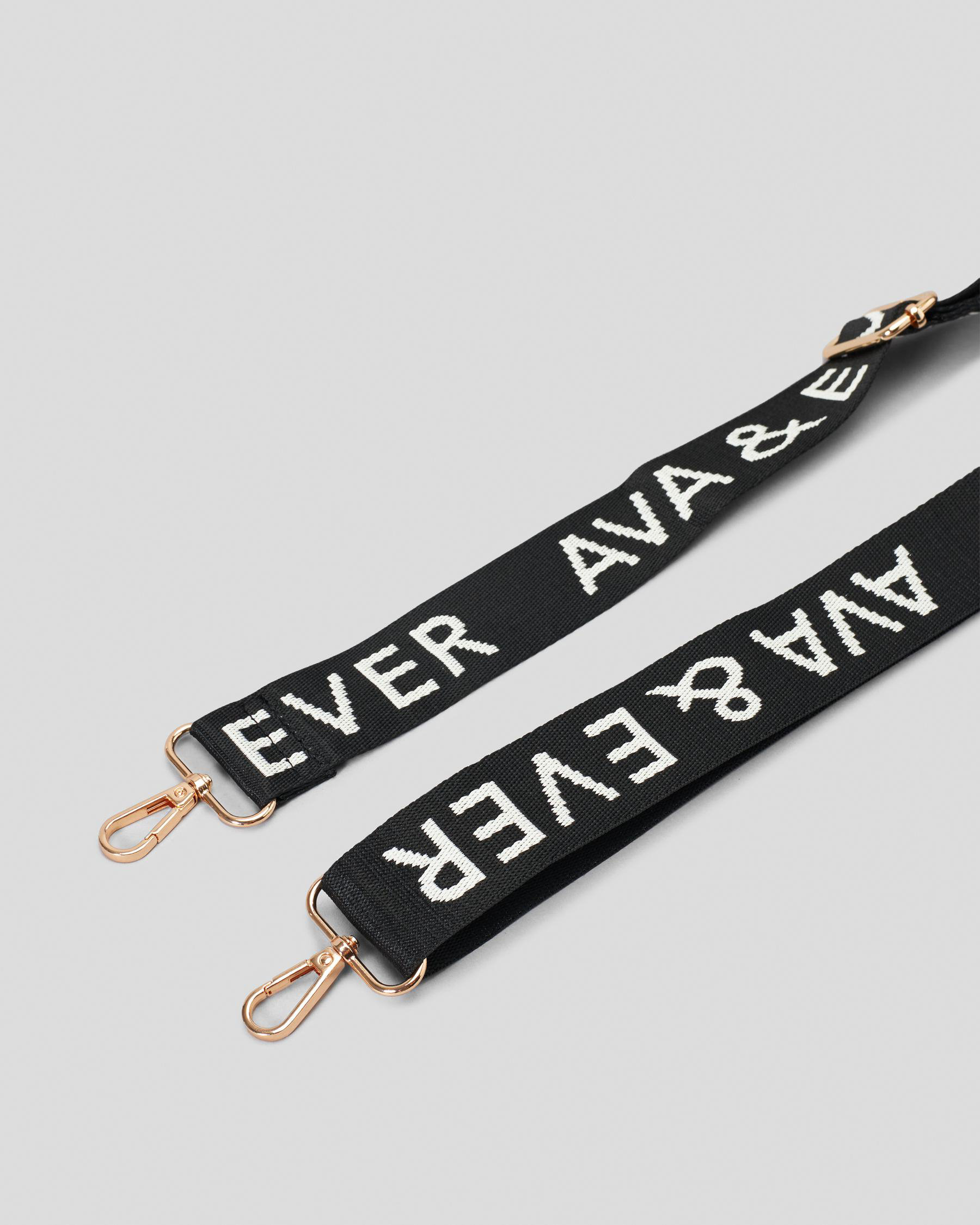 Shop Ava And Ever Branded Bag Strap In Black With Gold - Fast Shipping ...