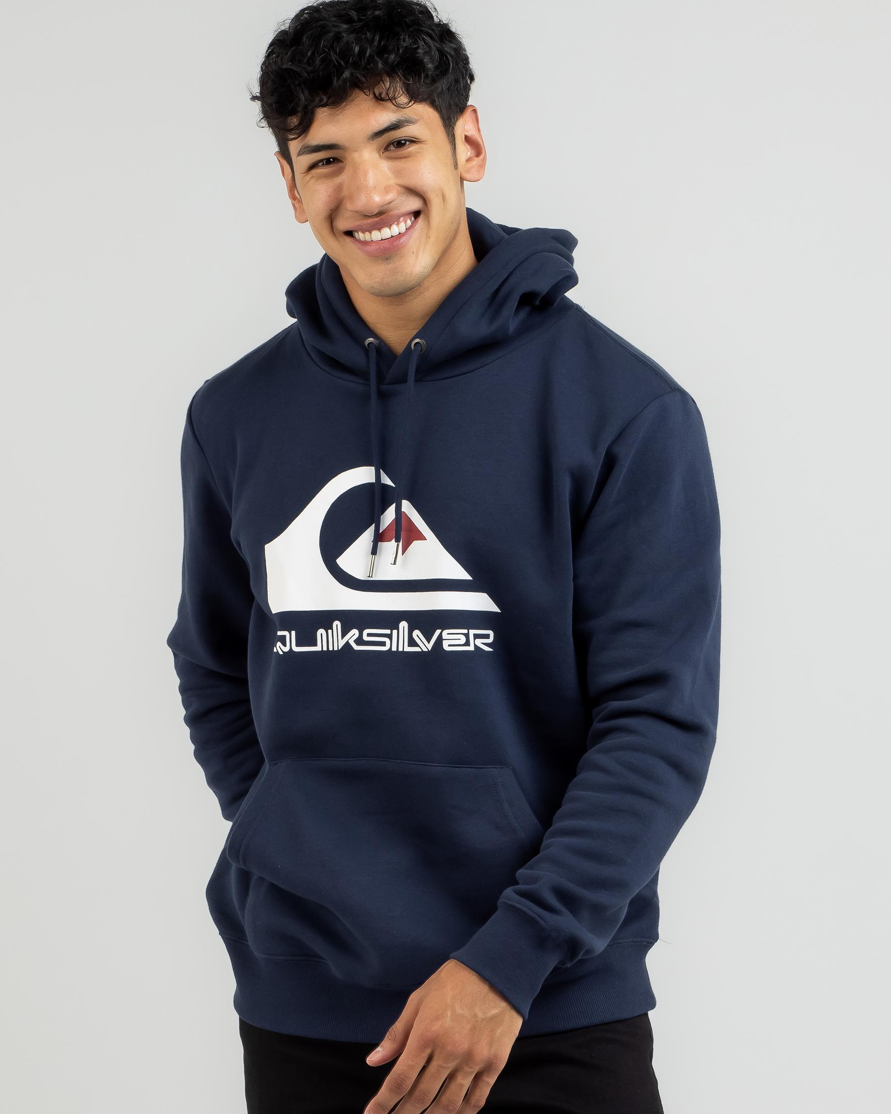 Shop Quiksilver Big Logo Pullover Hoodie In Navy Blazer - Fast Shipping ...